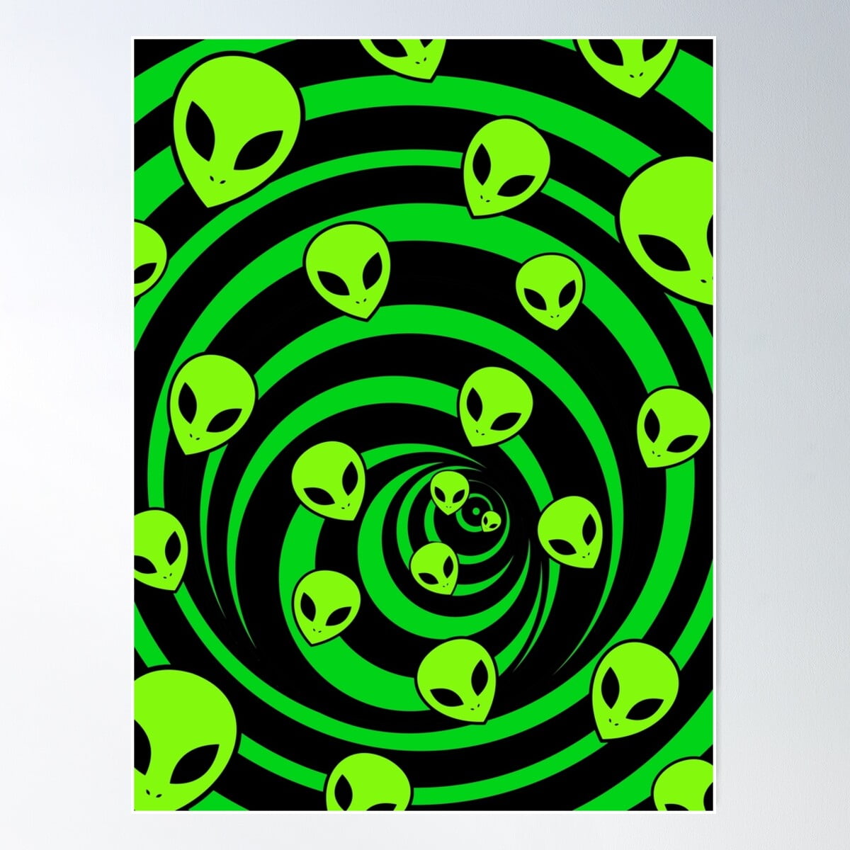 Green Aliens Heads Poster Wall Art, Modern Wall Decor For Living Room ...