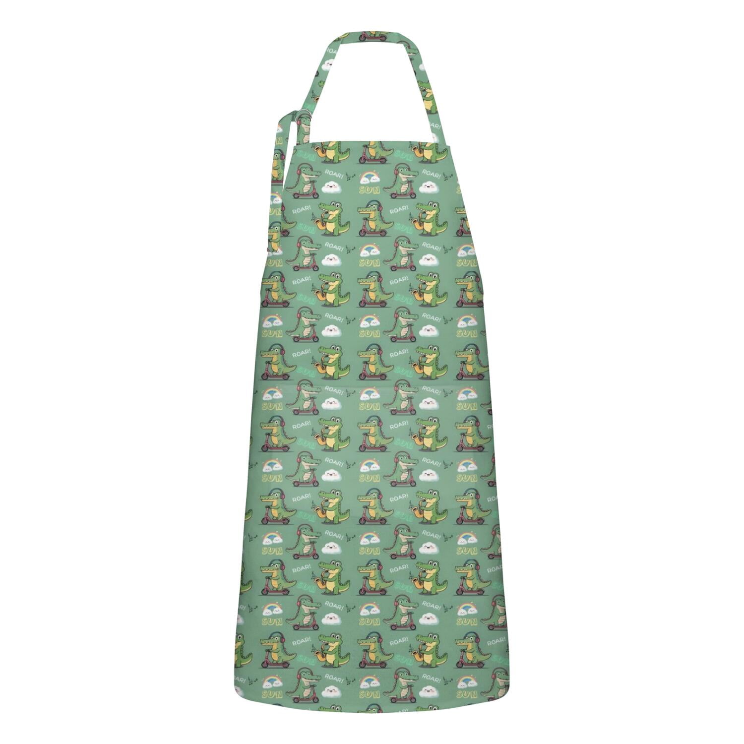 Green Alligators Icons Pattern Apron-Garden Aprons for Women with ...