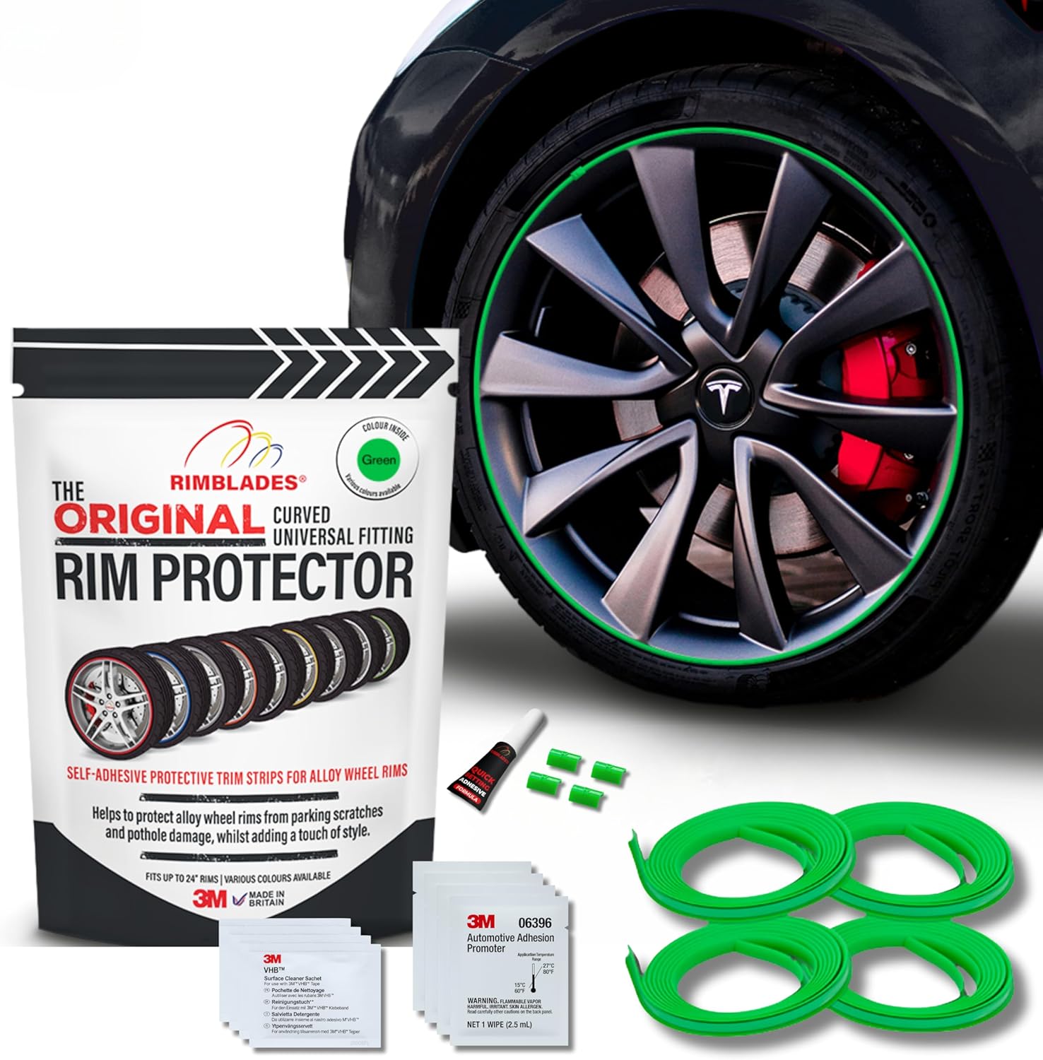 Green Alloy Wheel Protectors by Rimblades Original - Fits Up to 24” x 4 ...