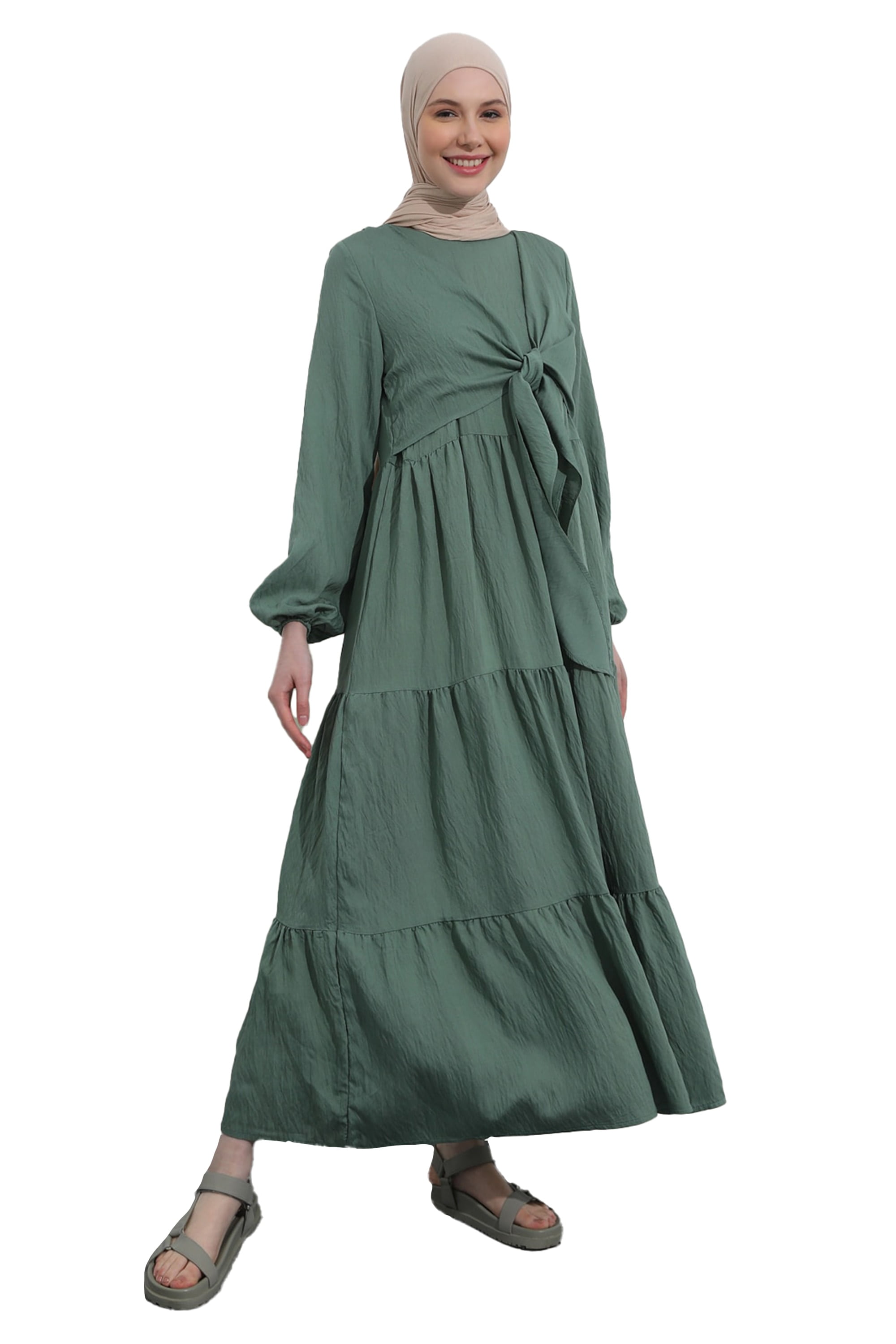 Green Almon - Crew neck - Unlined - Modest Dress - Benin - Walmart.com