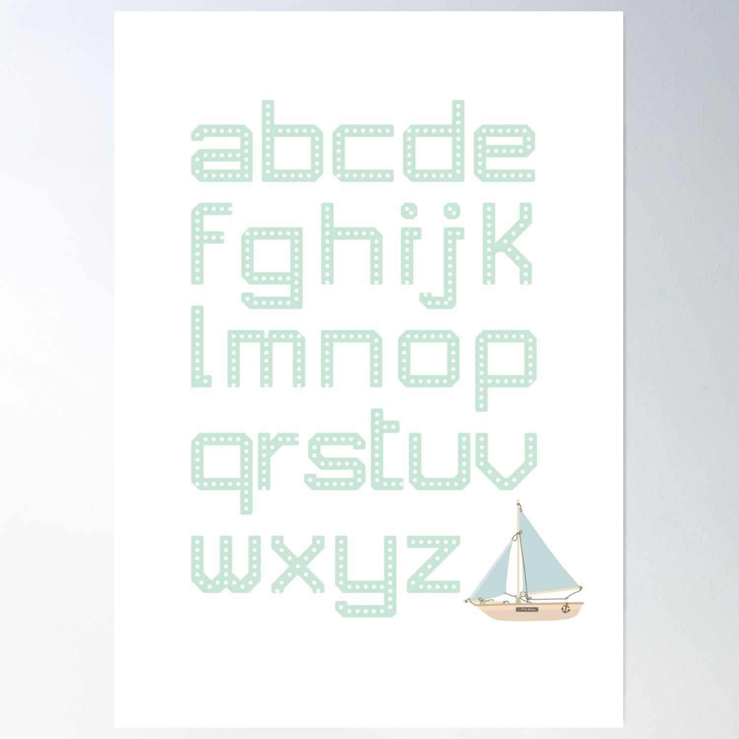 Green Alphabet With Sail Boat Poster Wall Art, Modern Wall Decor, 12x18 ...