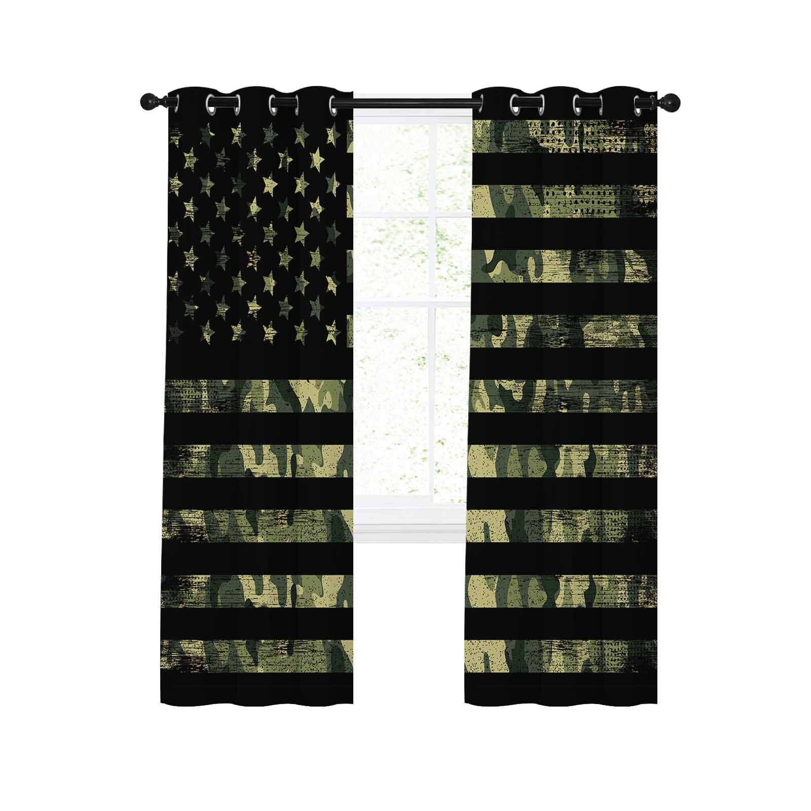 Green American Flag Blackout Curtains 45 Inches Long for Bedroom ...