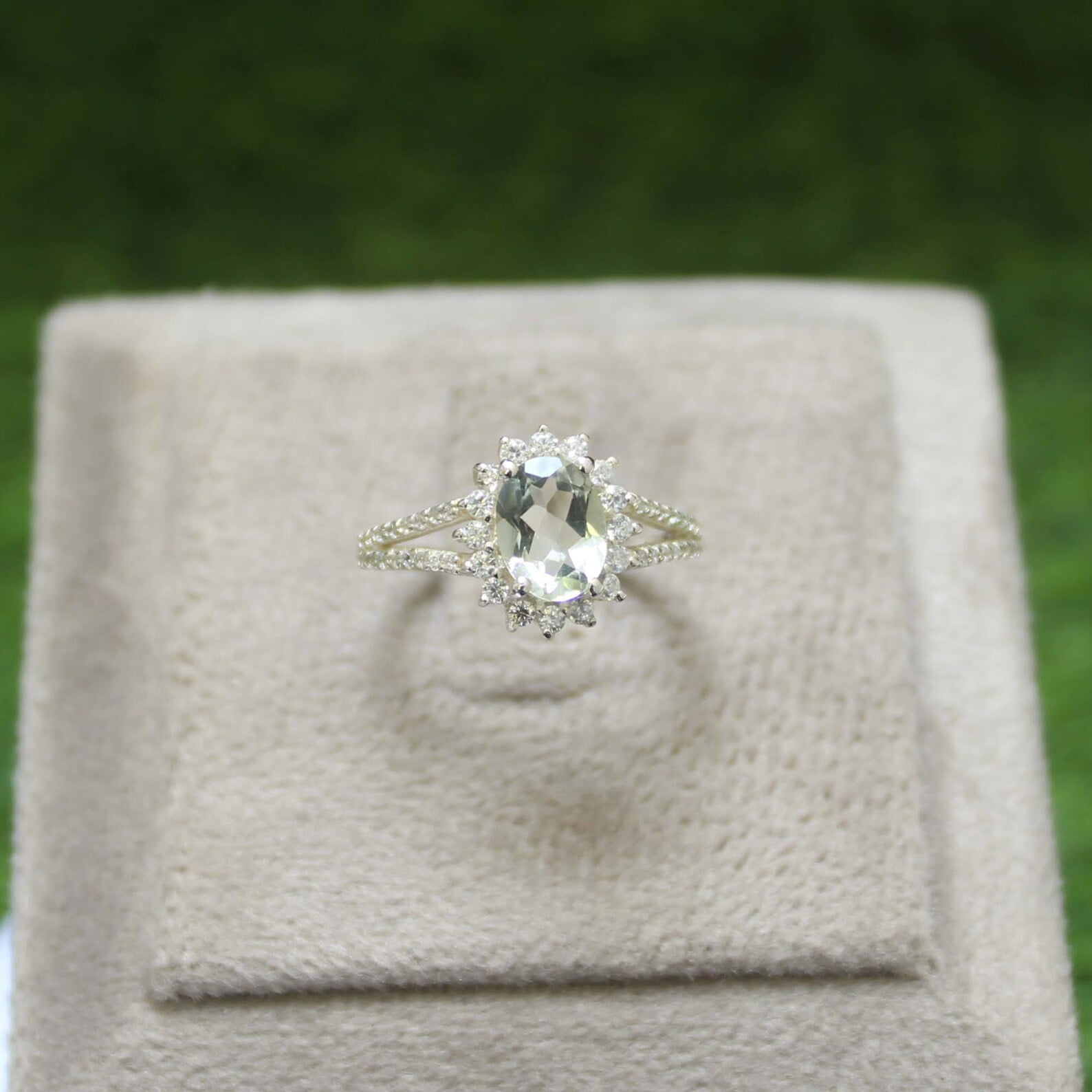 Green Amethyst Ring: Oval Cut Sterling Silver Promise Ring - Walmart.com