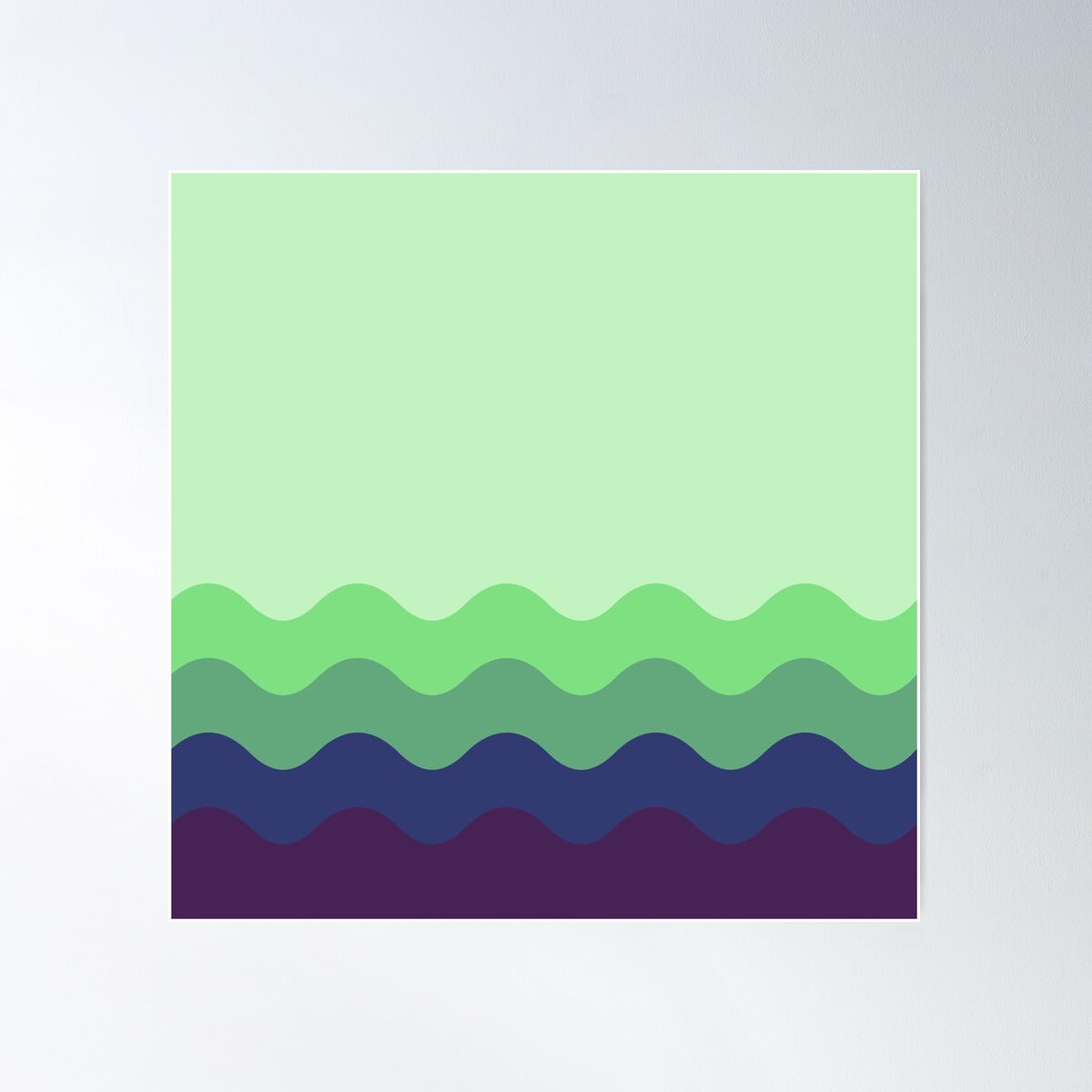 Green And Blue Funky Retro Waves Pattern Poster Wall Art, Modern Wall ...