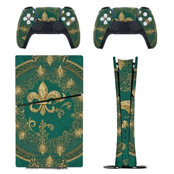 Green And Gold Console Skin Bundle for PS5 Pro Slim Disc & Digital ...