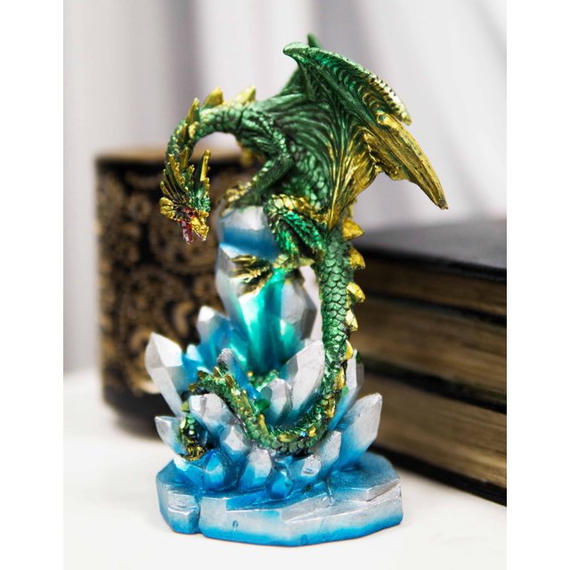 Green And Gold Cosmic Dragon On Blue Crystal Stalactite Rock LED Light ...