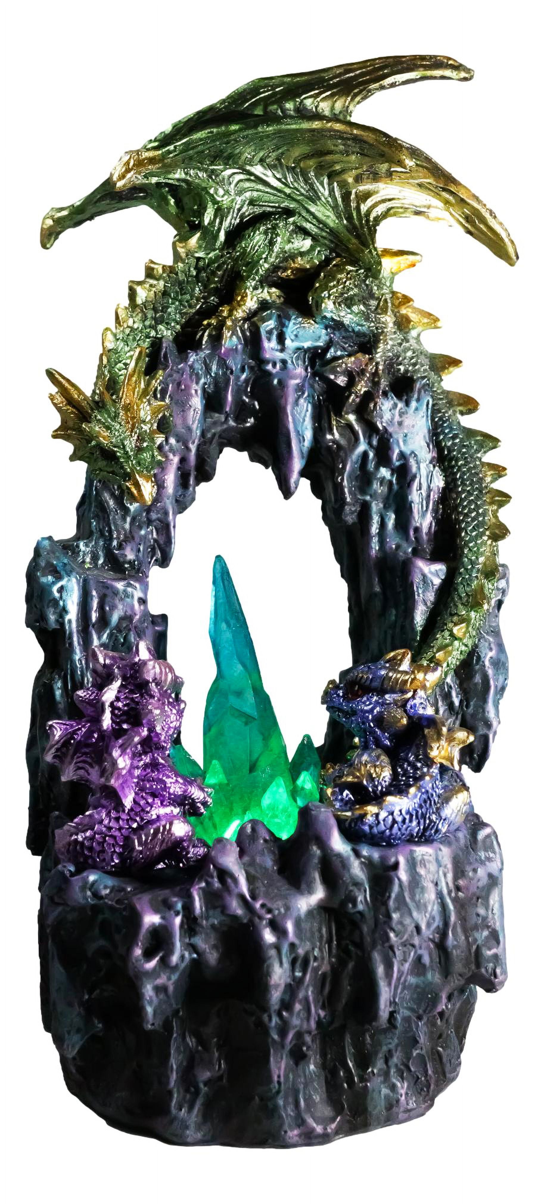 Green And Gold Dragon Guarding Faux Geode Rock Arch With LED Crystals ...