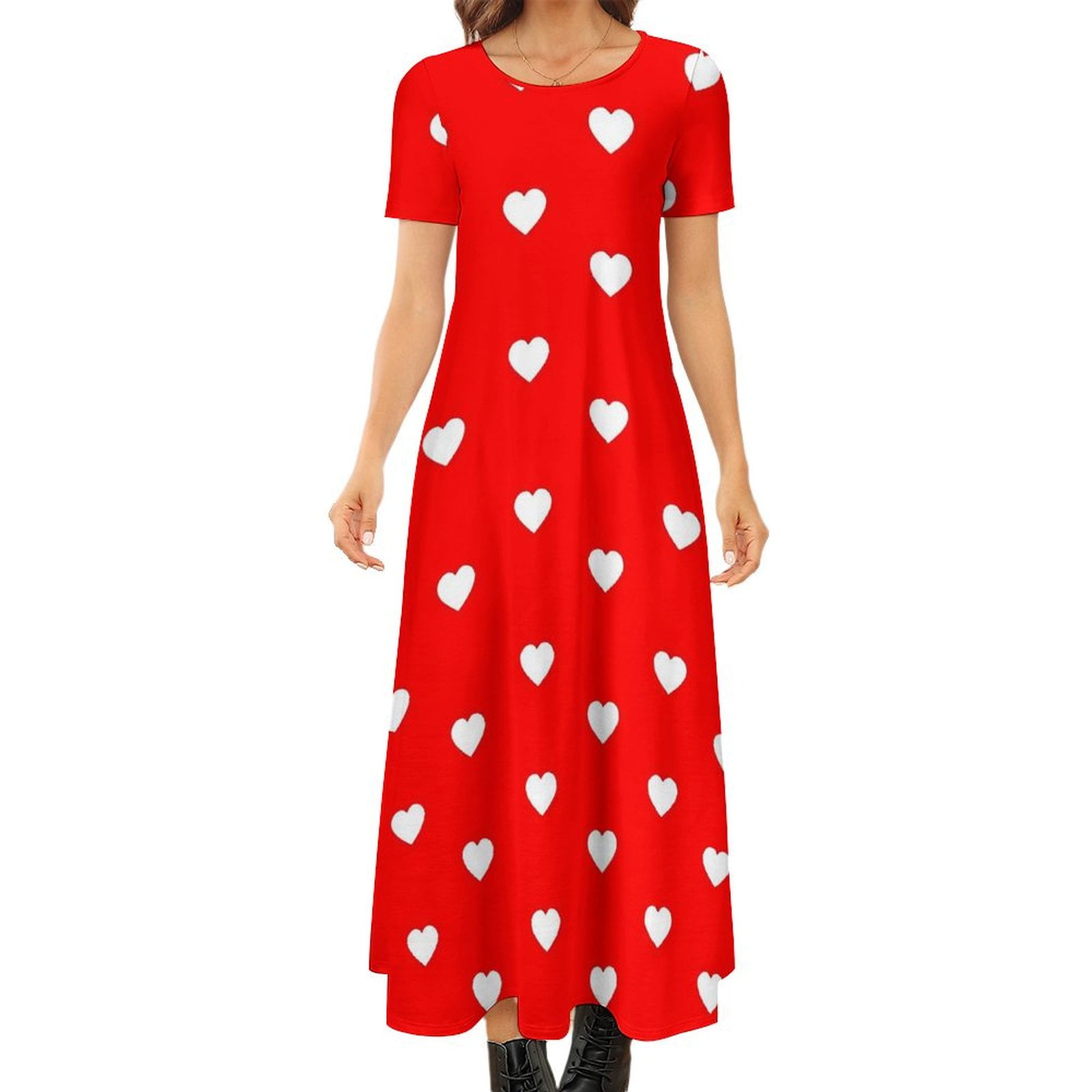 Green And Gold Hearts with Coins Dress Elegant Maxi Dress Women Short ...