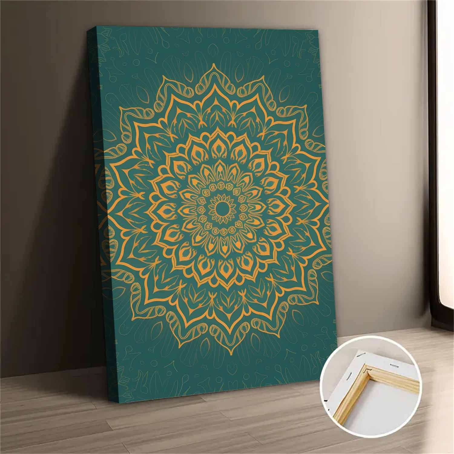 Green And Gold Mandala Canvas Wall Art For Bedroom Decor - Walmart.com