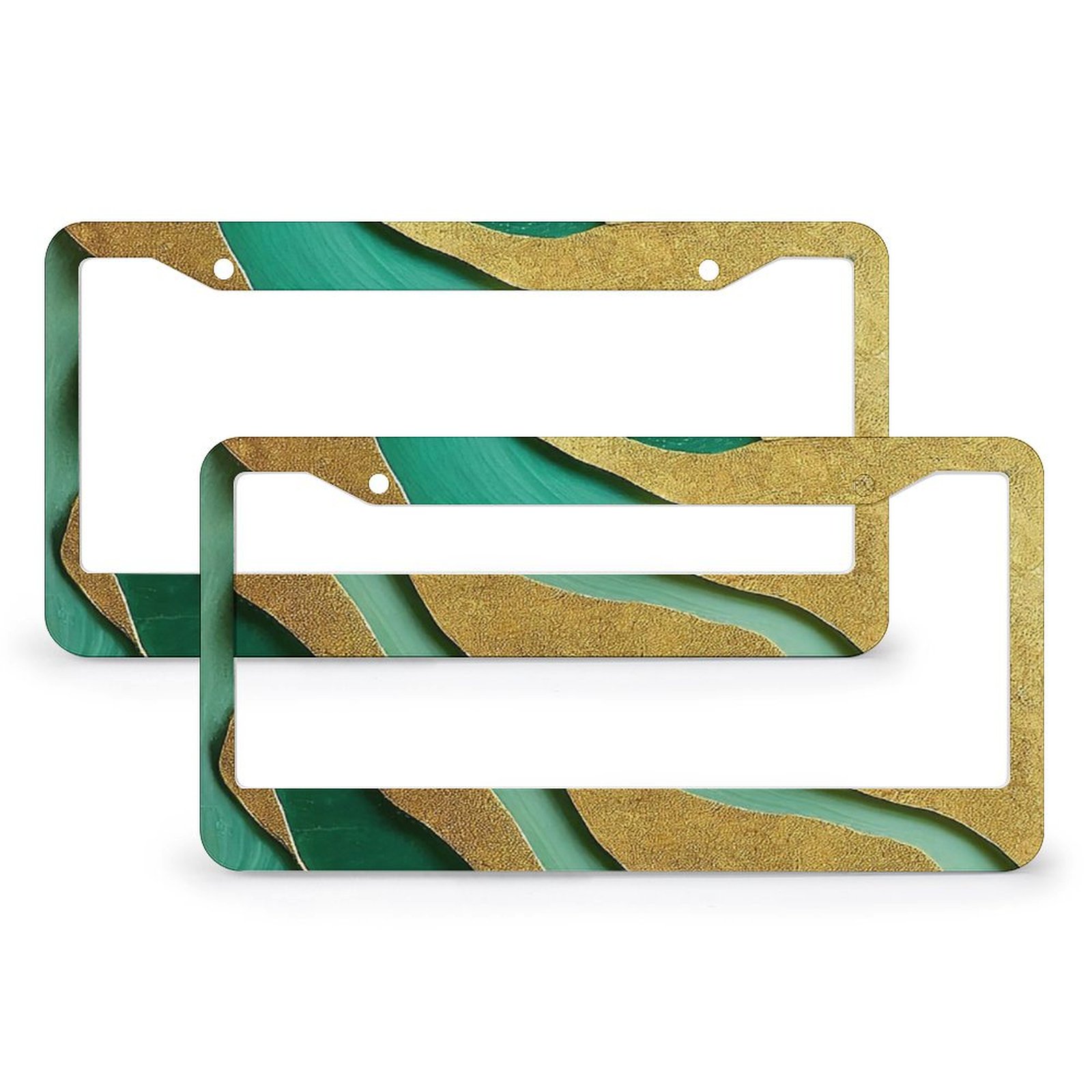 Green And Golden Gradient Marble Texture License Plate Frame - 2 Pack ...