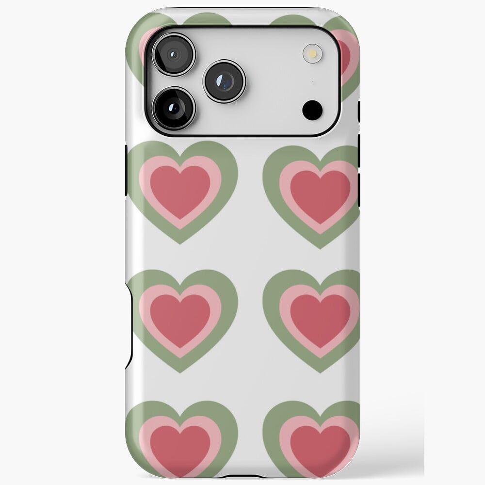 Green And Pink Hearts Aesthetic iPhone Case 17 through 11 Pro Max ...