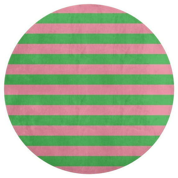 Green And Pink Stripes Pattern Round Area Rug,Circle Carpet Rug for ...