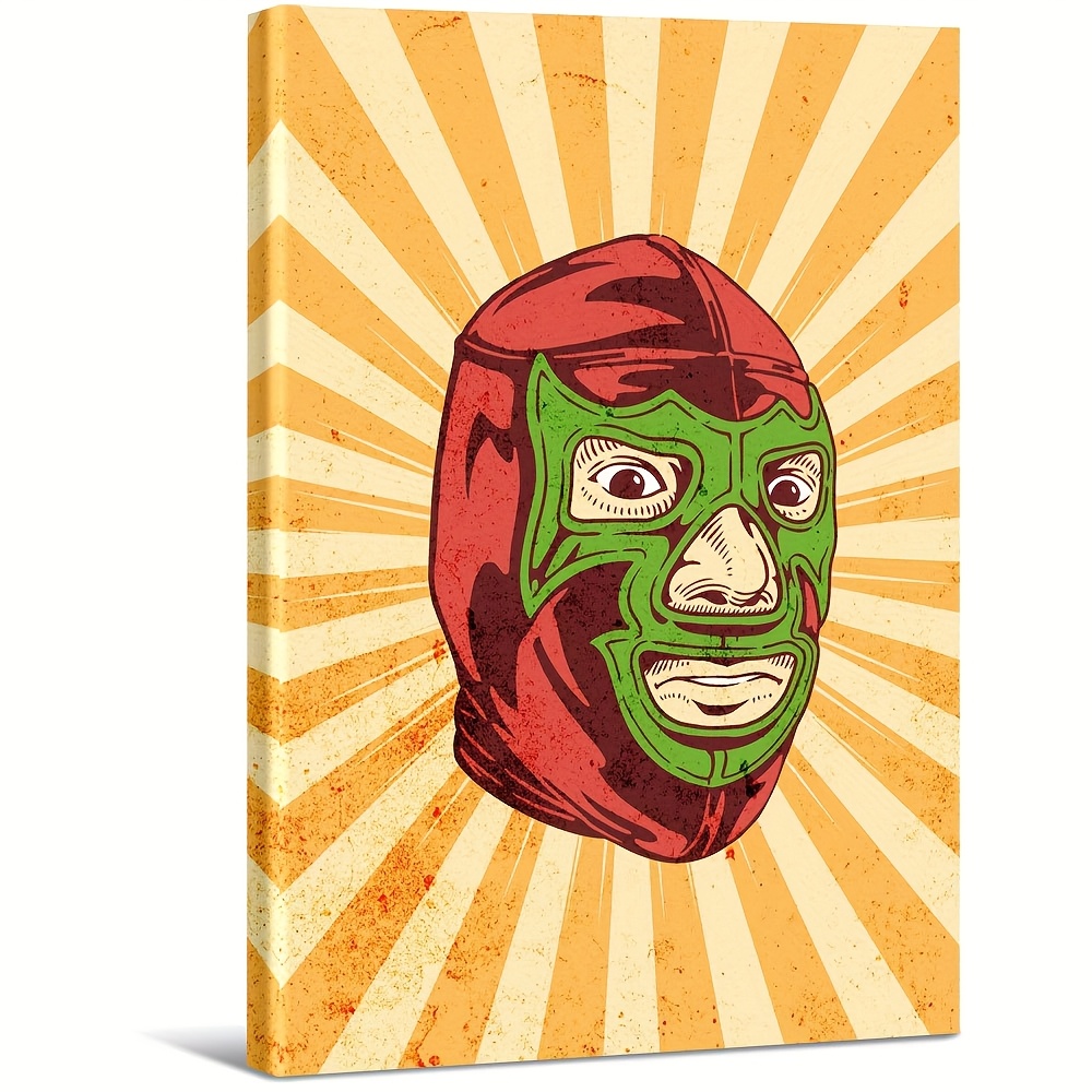 Green And Red Tribal Mask With Sun Rays Large Wooden Framed Wall Art ...