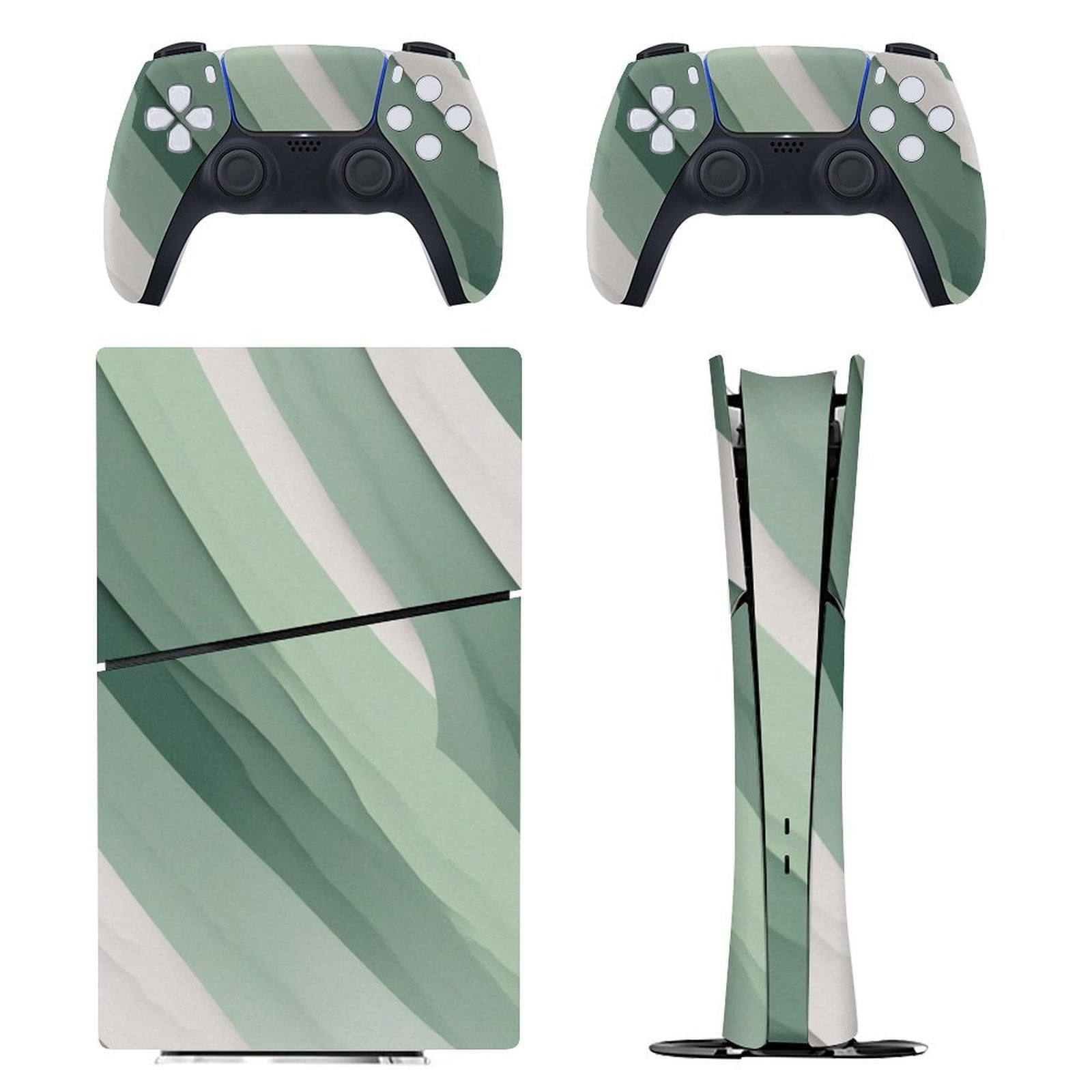 Green And White Abstract Console Skin Bundle for PS5 Pro Slim Disc ...
