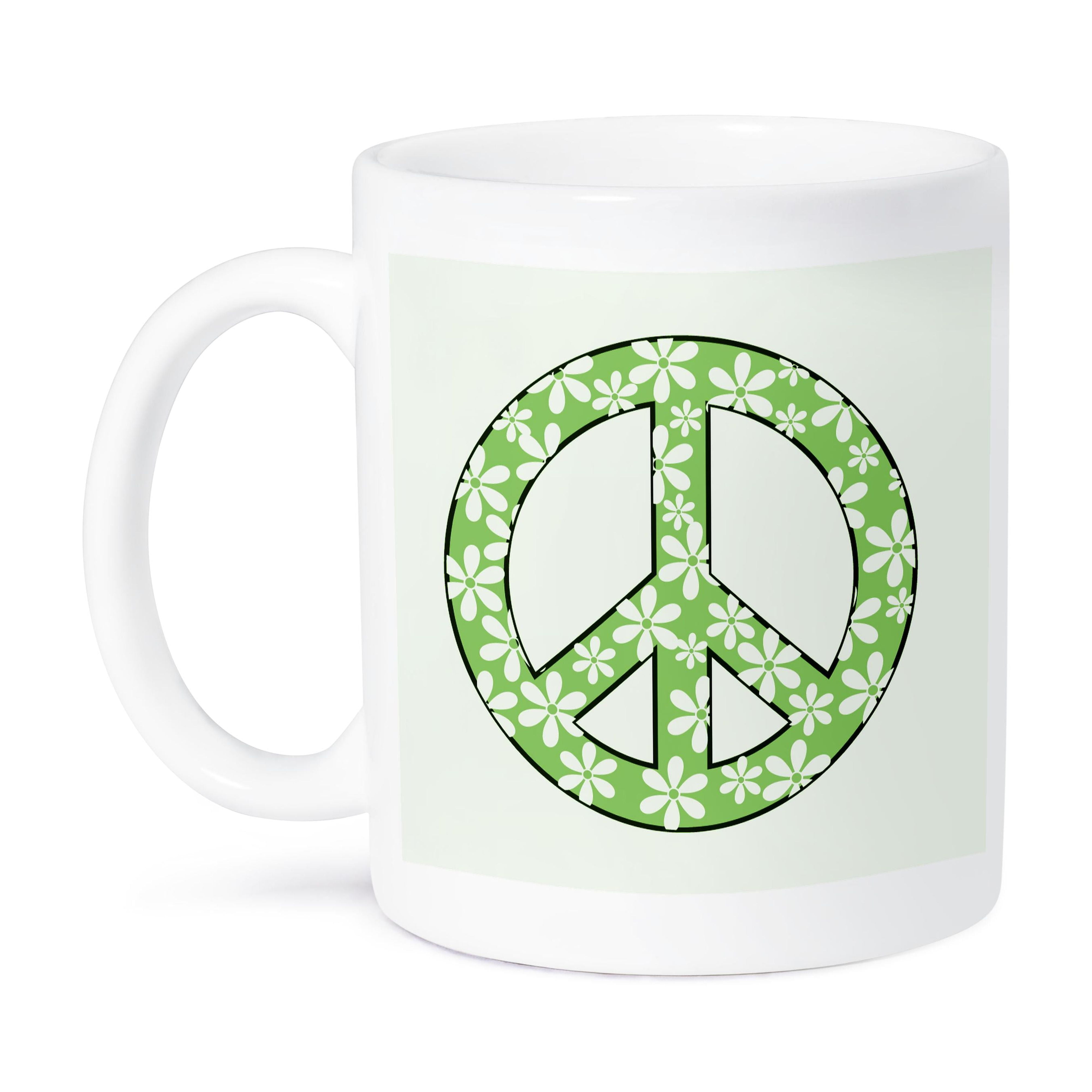 Green And White Daisy Peace Sign, 11oz Mug - Walmart.com