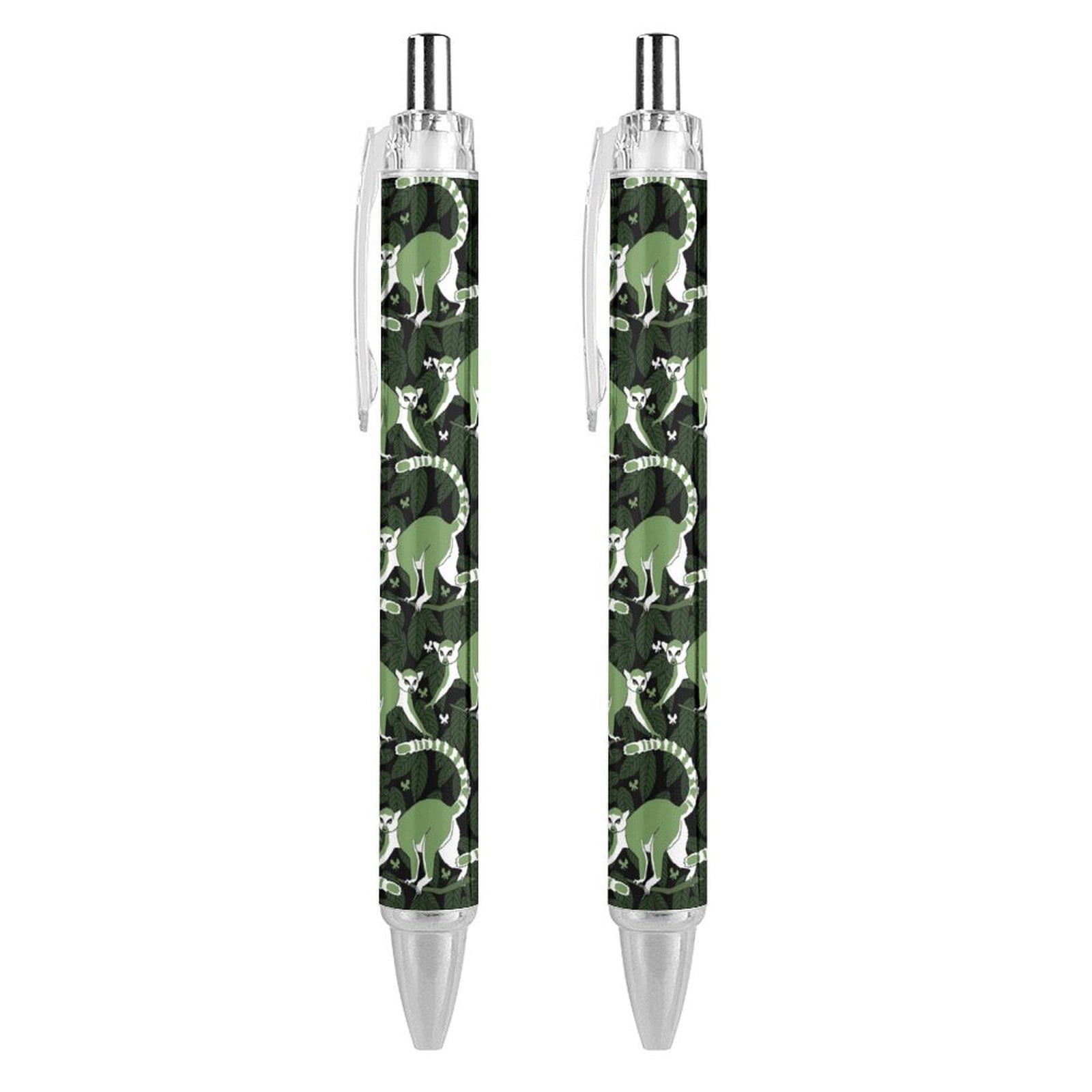 Green Animal of Lemur Pattern Ballpoint Pen Retractable Pens Black ...