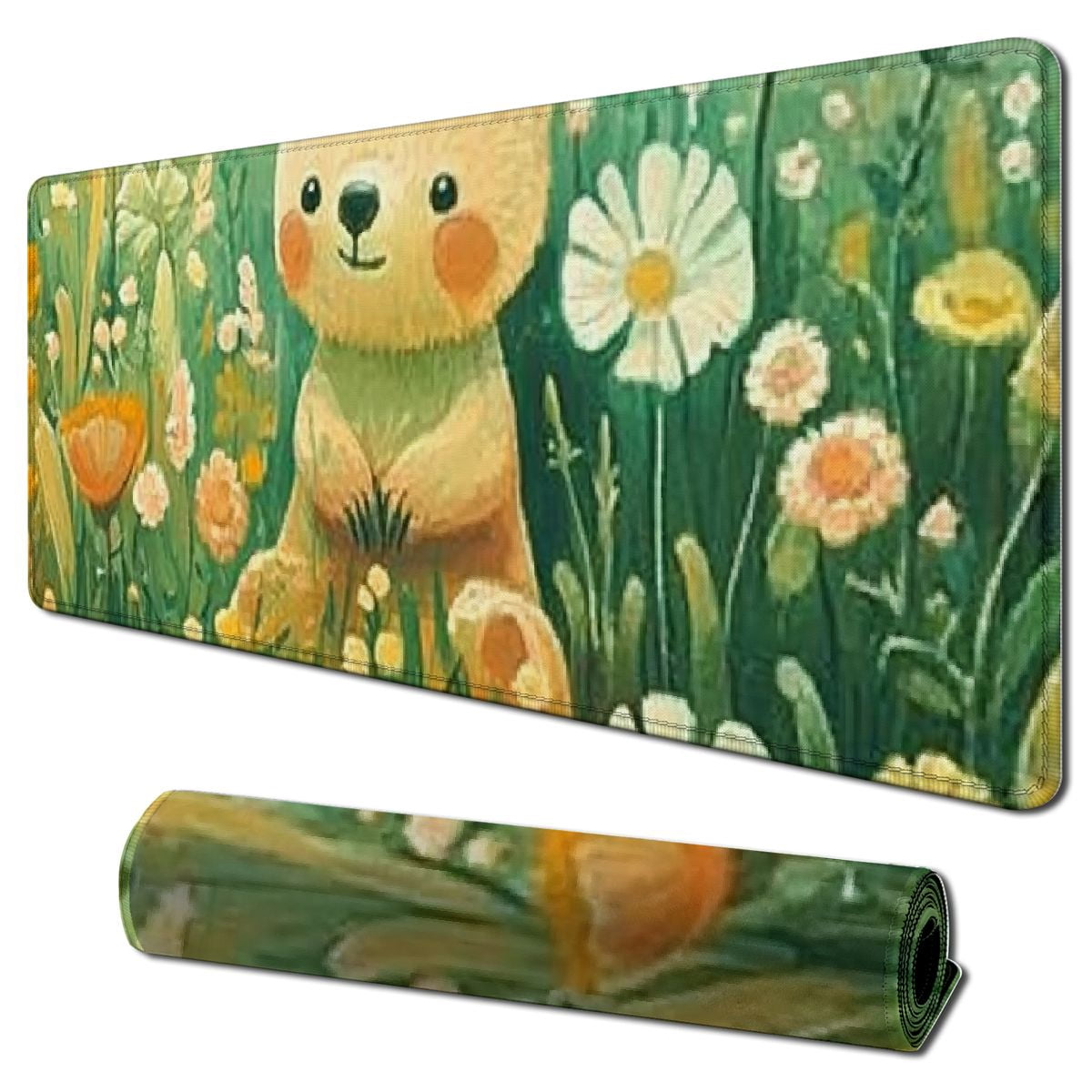 Green Anime Whimsical Desk Mat, Cute Women Office Girl Gamer Desk Decor ...