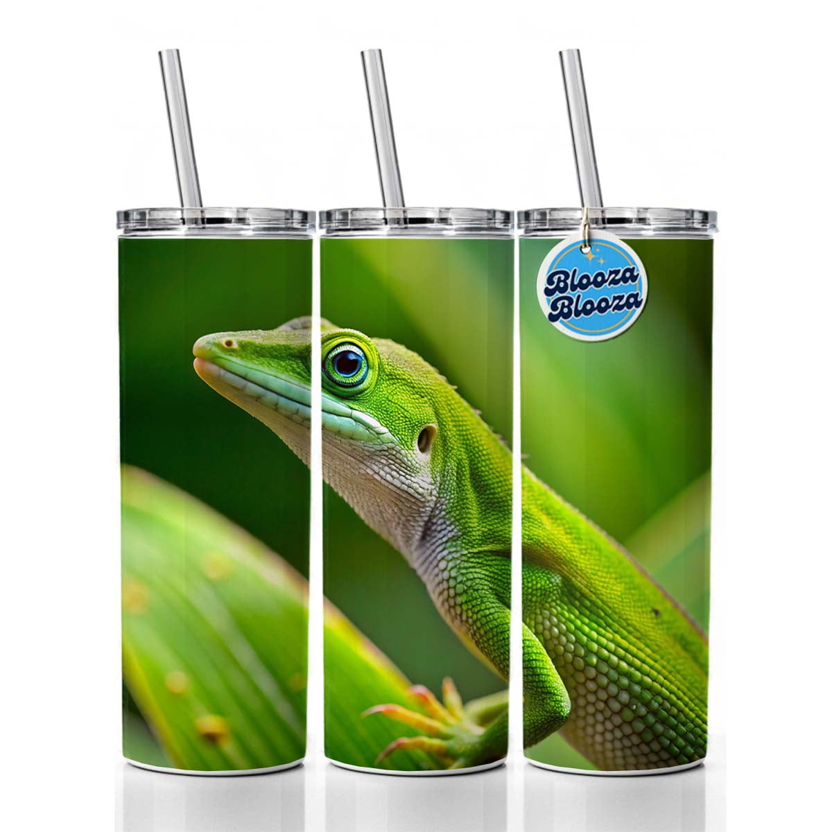 Green Anole Lizard Reptile 20oz Insulated Water Bottle Skinny Tumbler ...