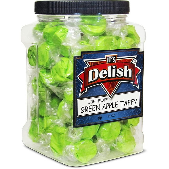 Green Apple Flavored Taffy by Its Delish 18 Oz Jumbo Reusable Container ...