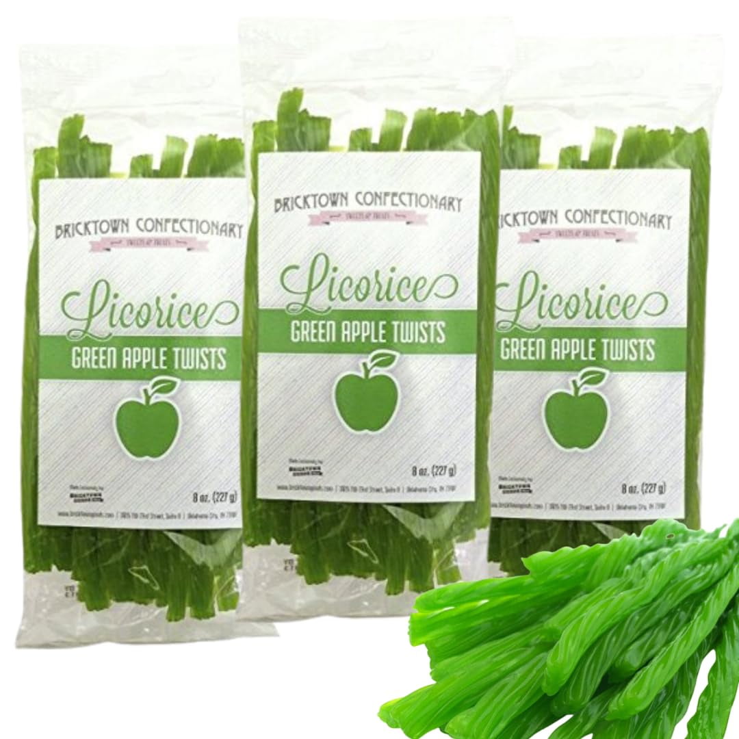 Green Apple Licorice Twists ESF27 Pack of 3 - Fat-Free Old Fashioned Gourmet Green Apple ...
