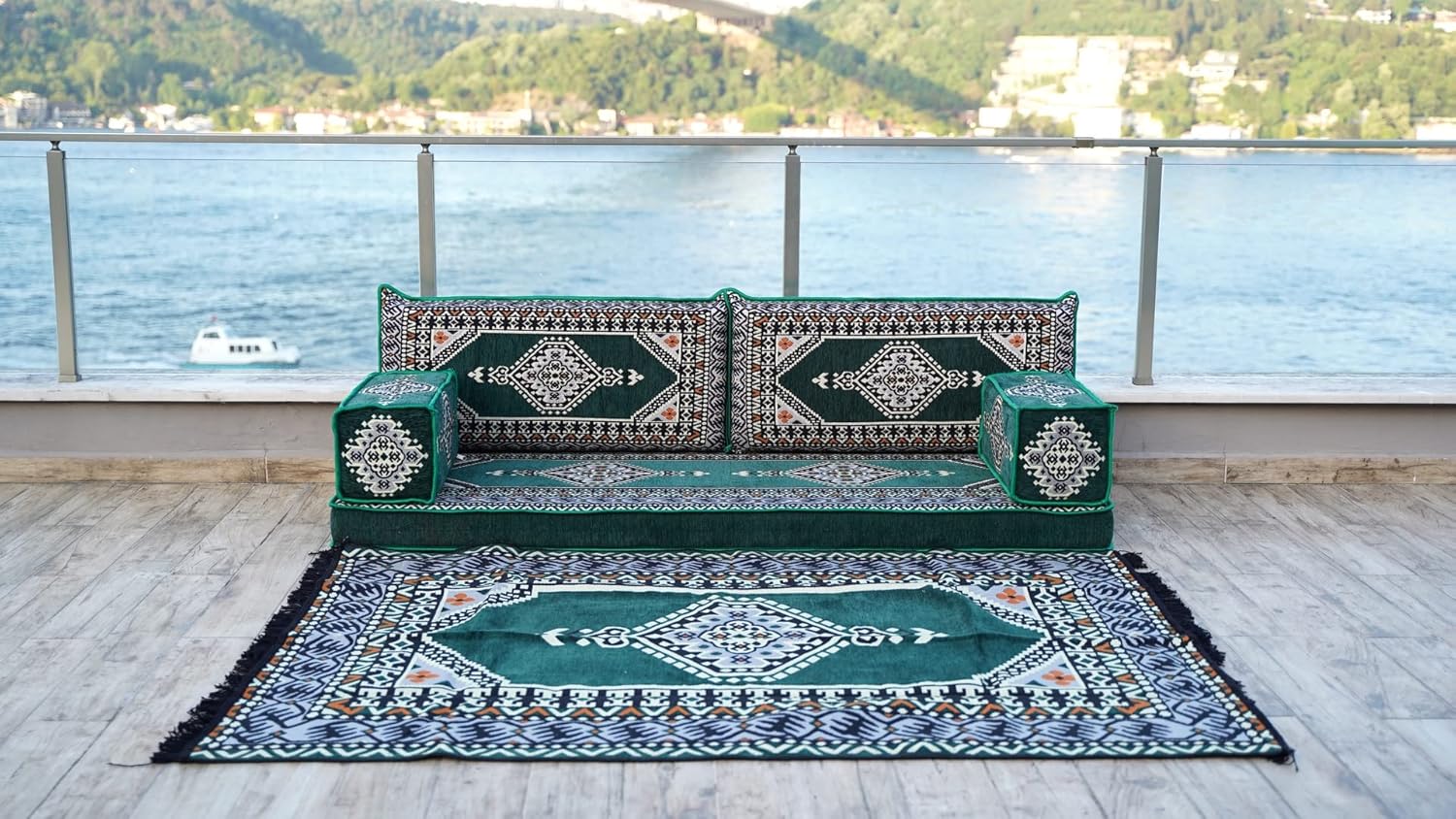 Green Arabic Sofa, Floor Cushion Seating for Adults, Foldable Sofa Bed ...