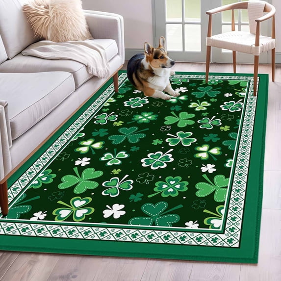 Green, Area Rug 3x5 FT, Non Slip Entryway Bedside Carpet, St. Patrick's ...