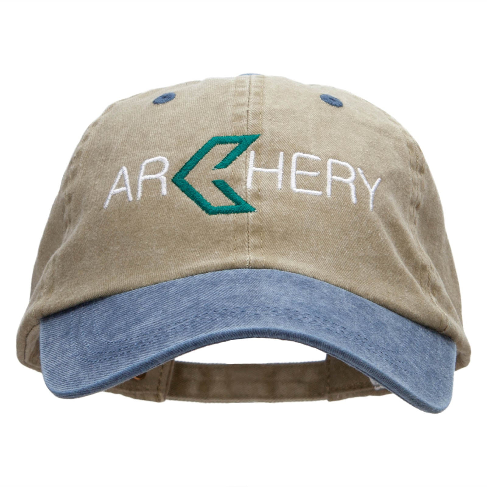 Green Arrow Archery Embroidered Pigment Dyed Wash Caps - Khaki Navy ...