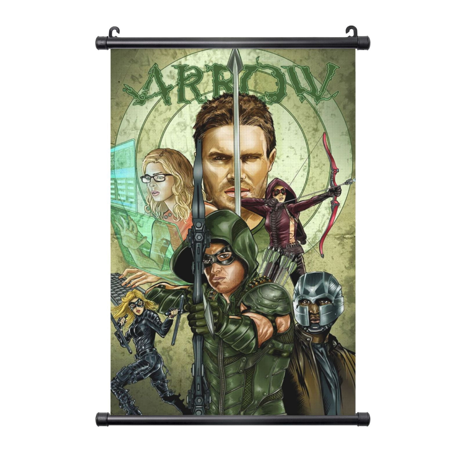 Green Arrow Posters Wall Hanging Black Plastic Shaft Poster Home Decor Wall Art Aesthetic Hanger ...