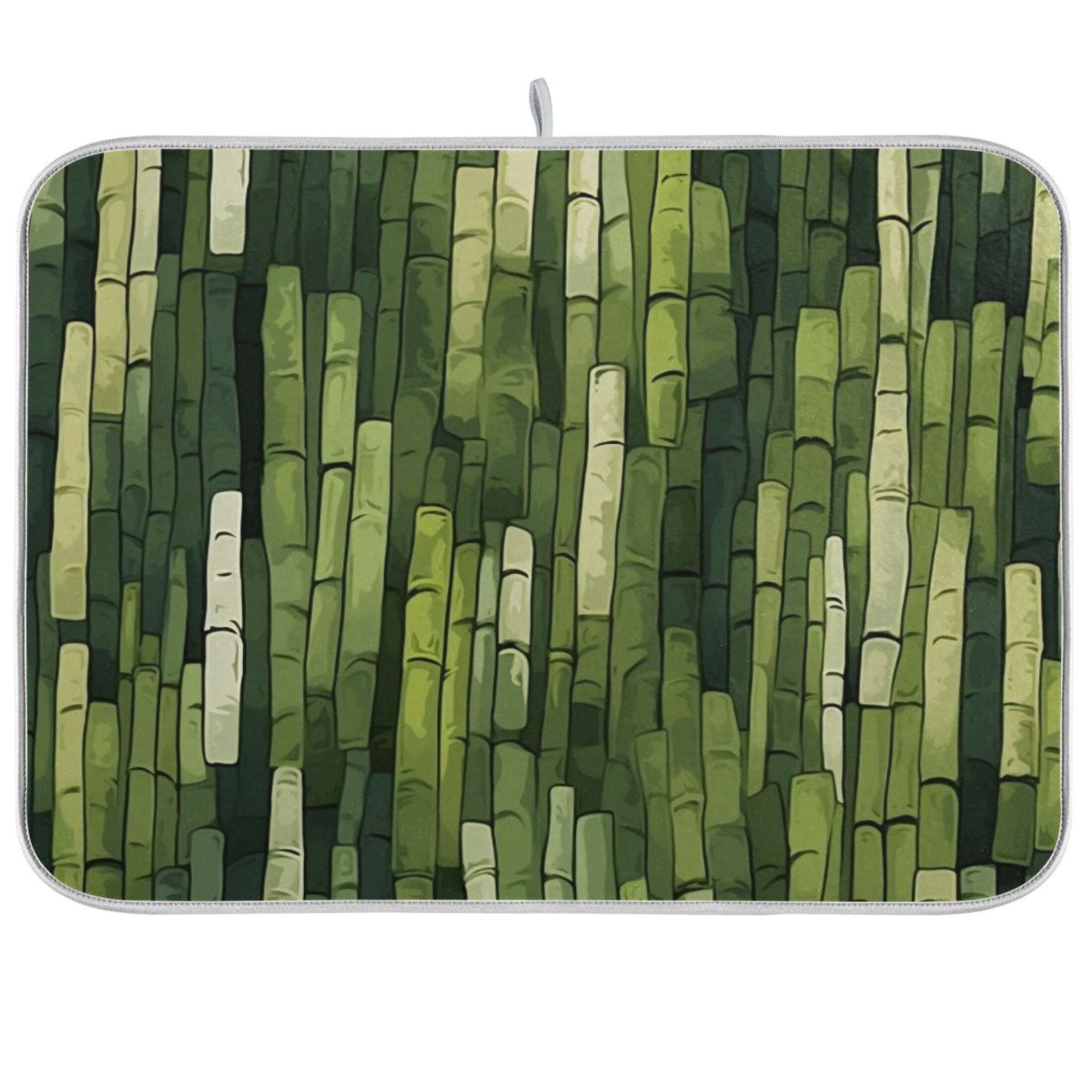 Green Art Pattern Dish Drying Mat Microfiber Kitchen Pad Large Counter ...