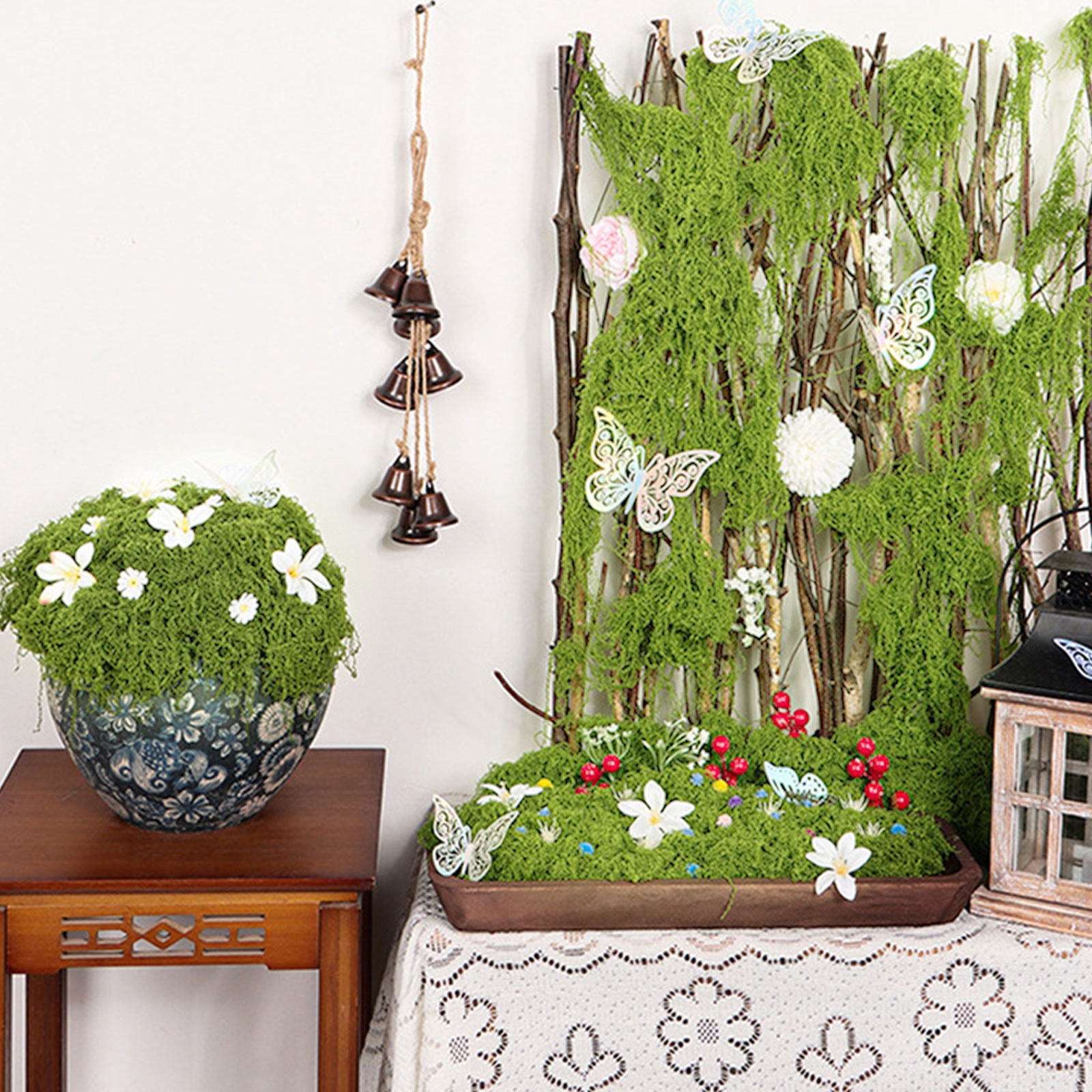 Green Artificial Moss Mat For Terrarium Decor Fake Green Plant Potted ...