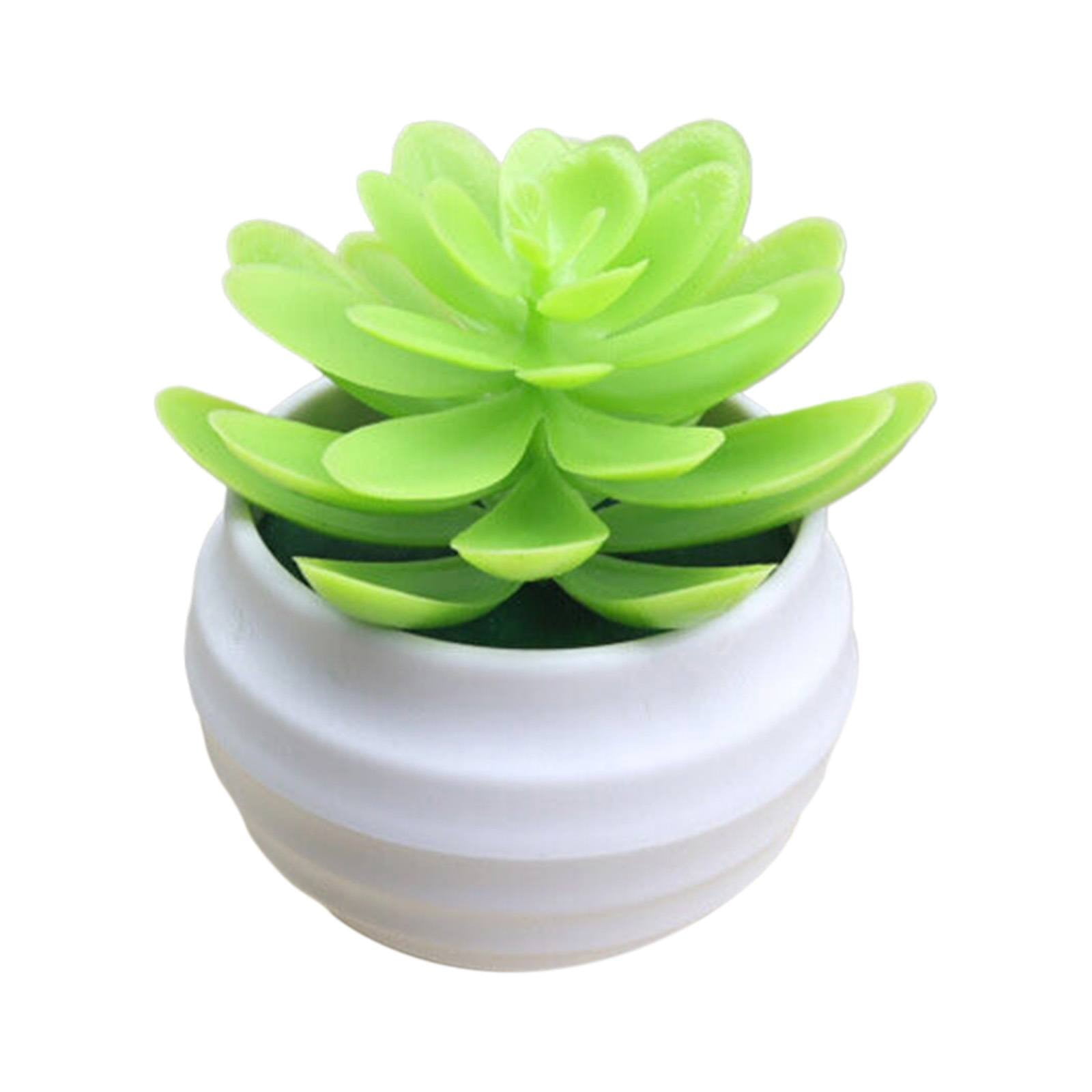 Green Artificial Succulents in Plastic Pots, Faux Mini Plants for ...