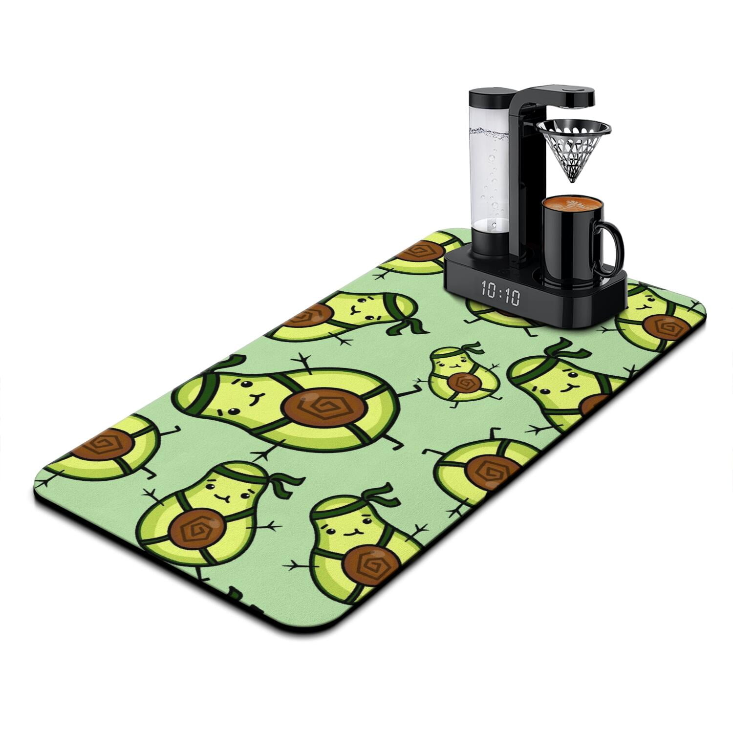 Green Avocado Dish Drying Mat, Cute Fresh Fruit Print Aesthetic Kitchen ...