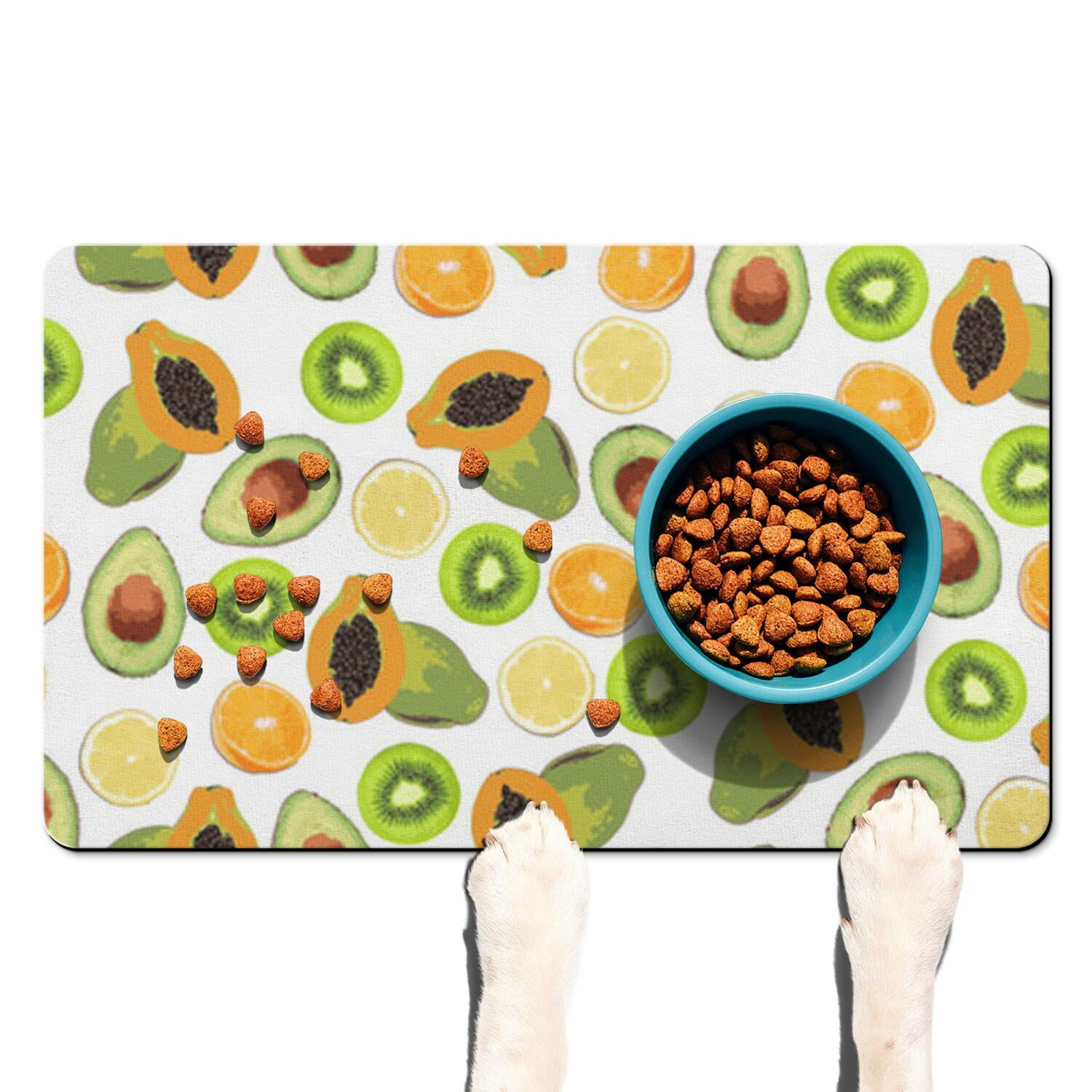 Green Avocado Pet Food Spill Mat - Washable Non-Slip Dog Mat with ...