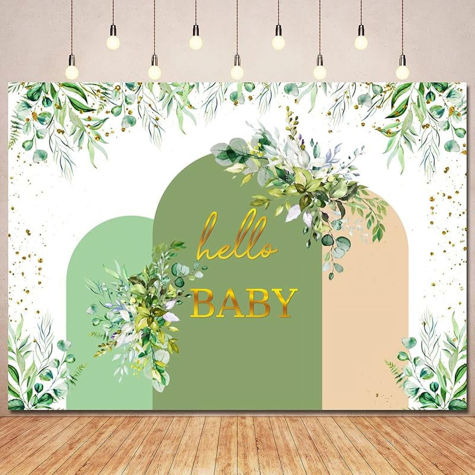 Green Baby Shower Backdrop Boho Baby Shower Decorations,Greenery Arch ...