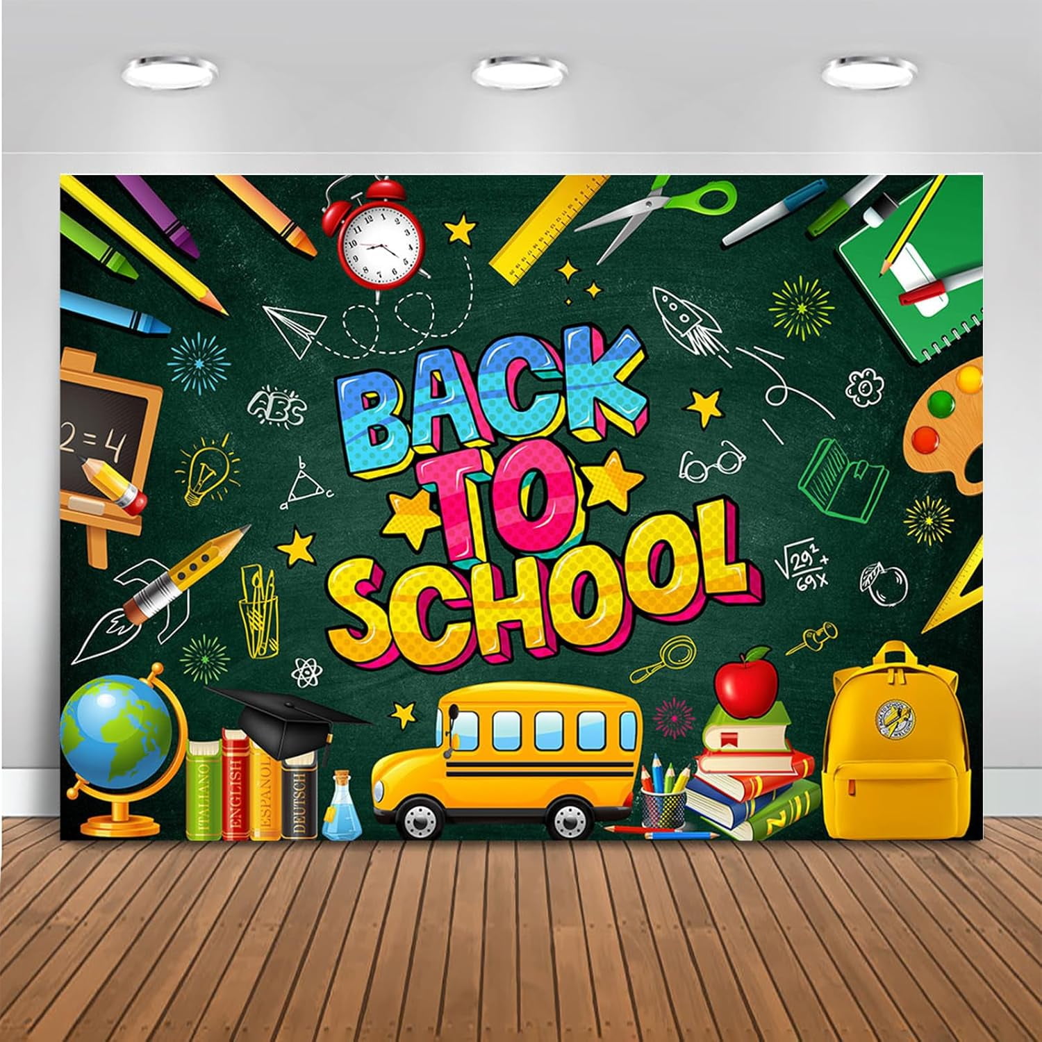 Green Back to School Theme Backdrop Welcome Back to School Sign Party ...