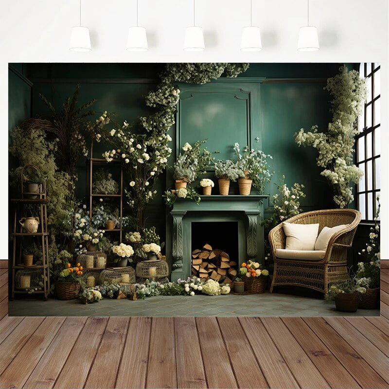 Green Backdrop Photography Wall Spring Flower Planting Baby Shower ...