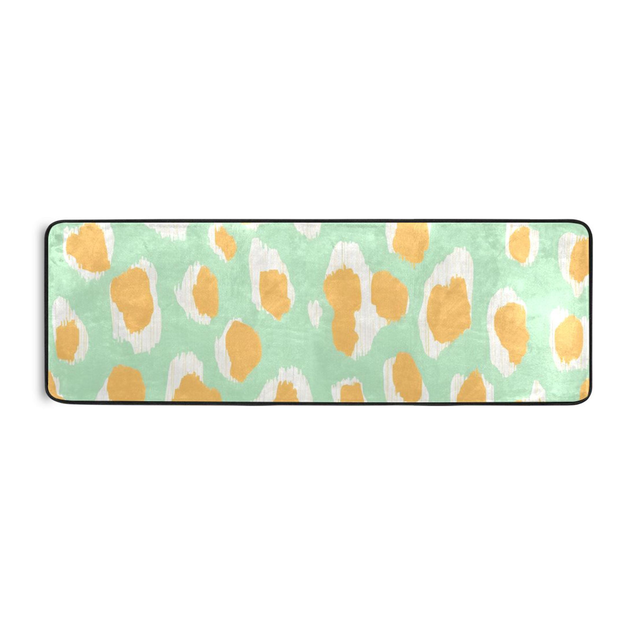 Green Background Pattern Runner Rug 24x72 Inch Cushioned Non Slip Soft ...