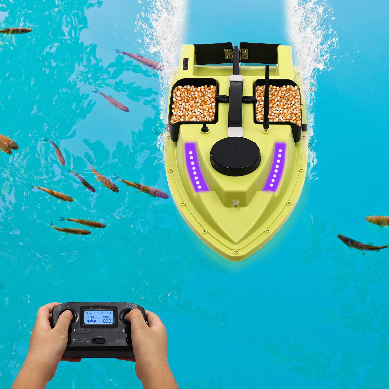 Green Bait Boat, Large-capacity Battery Fishing Bait Boat, Fishing Bait ...