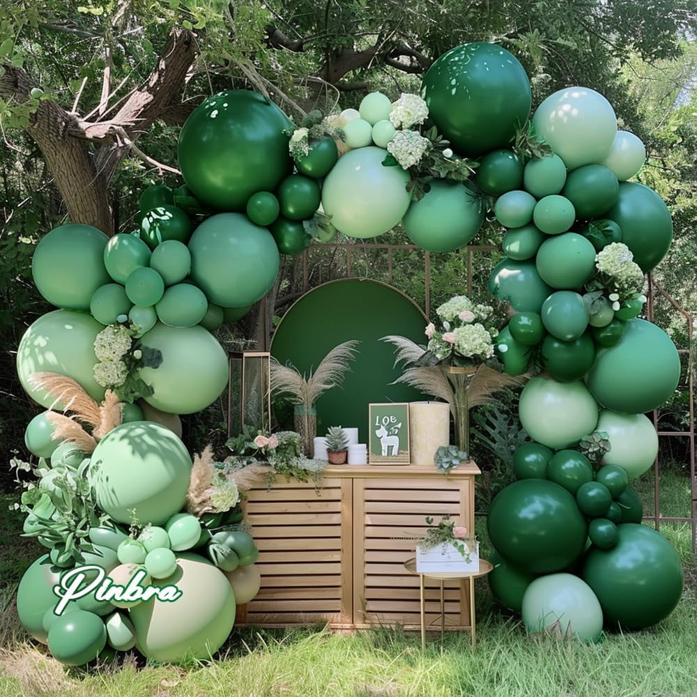 Green Balloon Garland Kit Double Stuffed Sage Green Balloons Dark Green ...