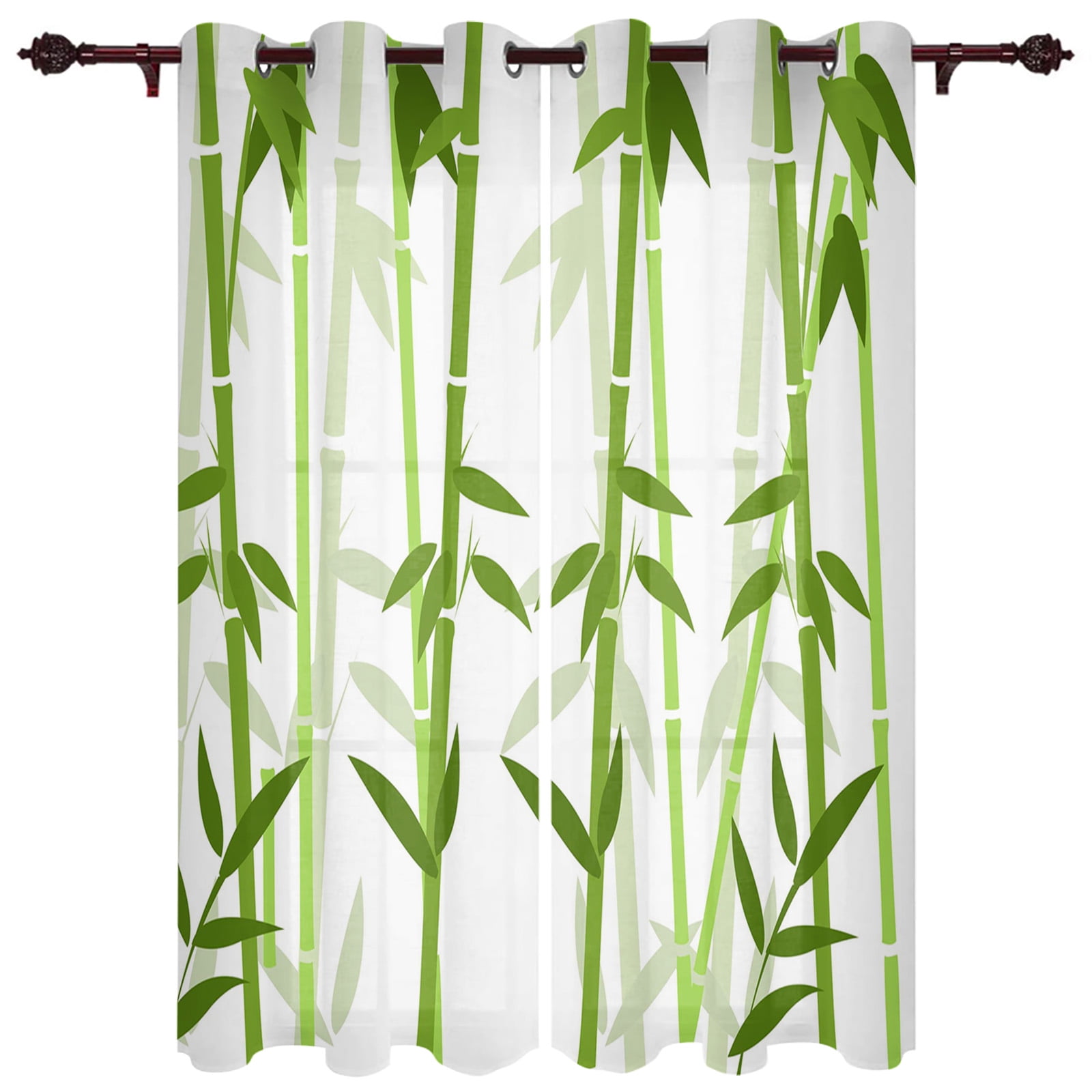 Green Bamboo Forest Butterfly Window Curtains Living Room Fabric Drapes ...