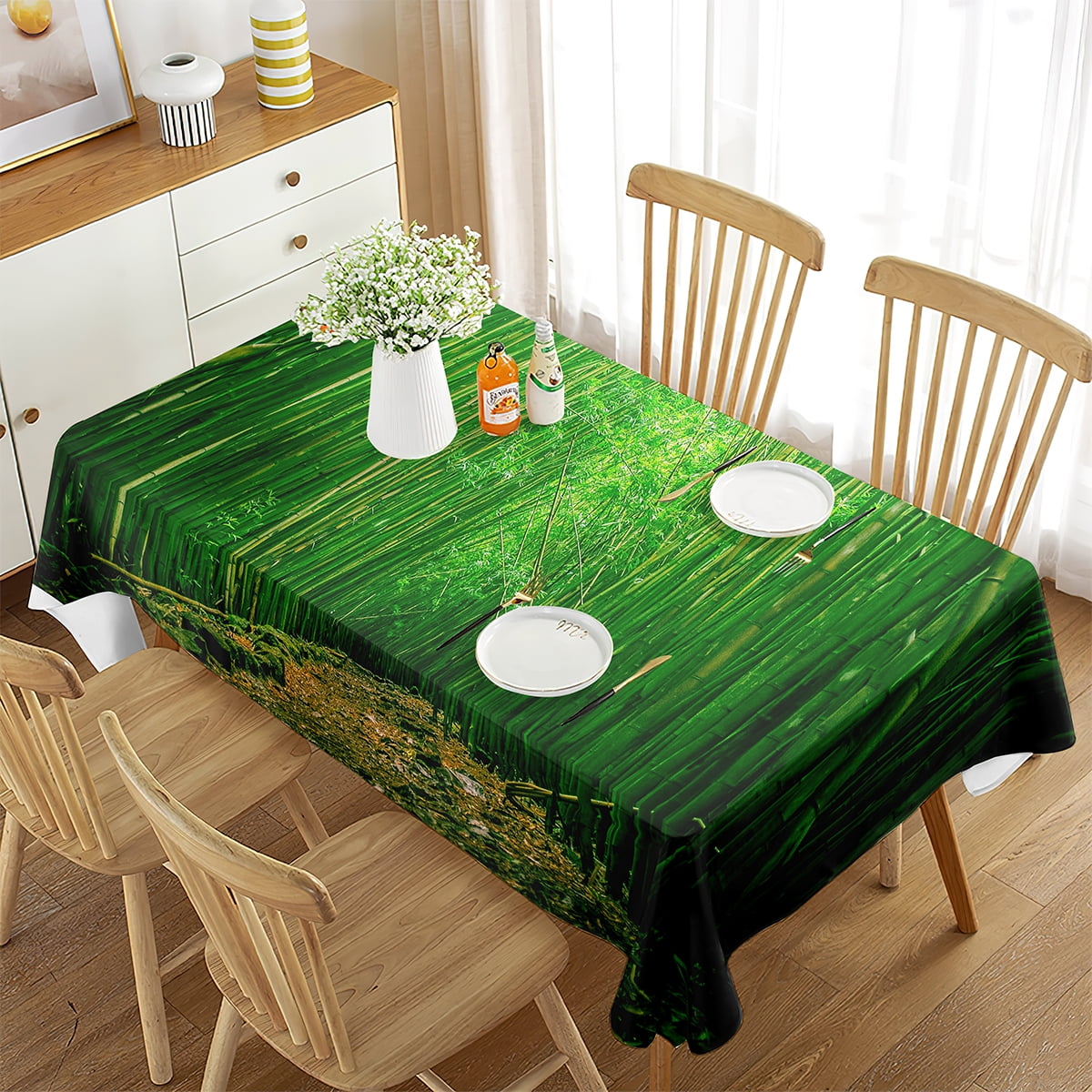 Green Bamboo Forest Tablecloth Green Plant Pattern Rectangle Table ...