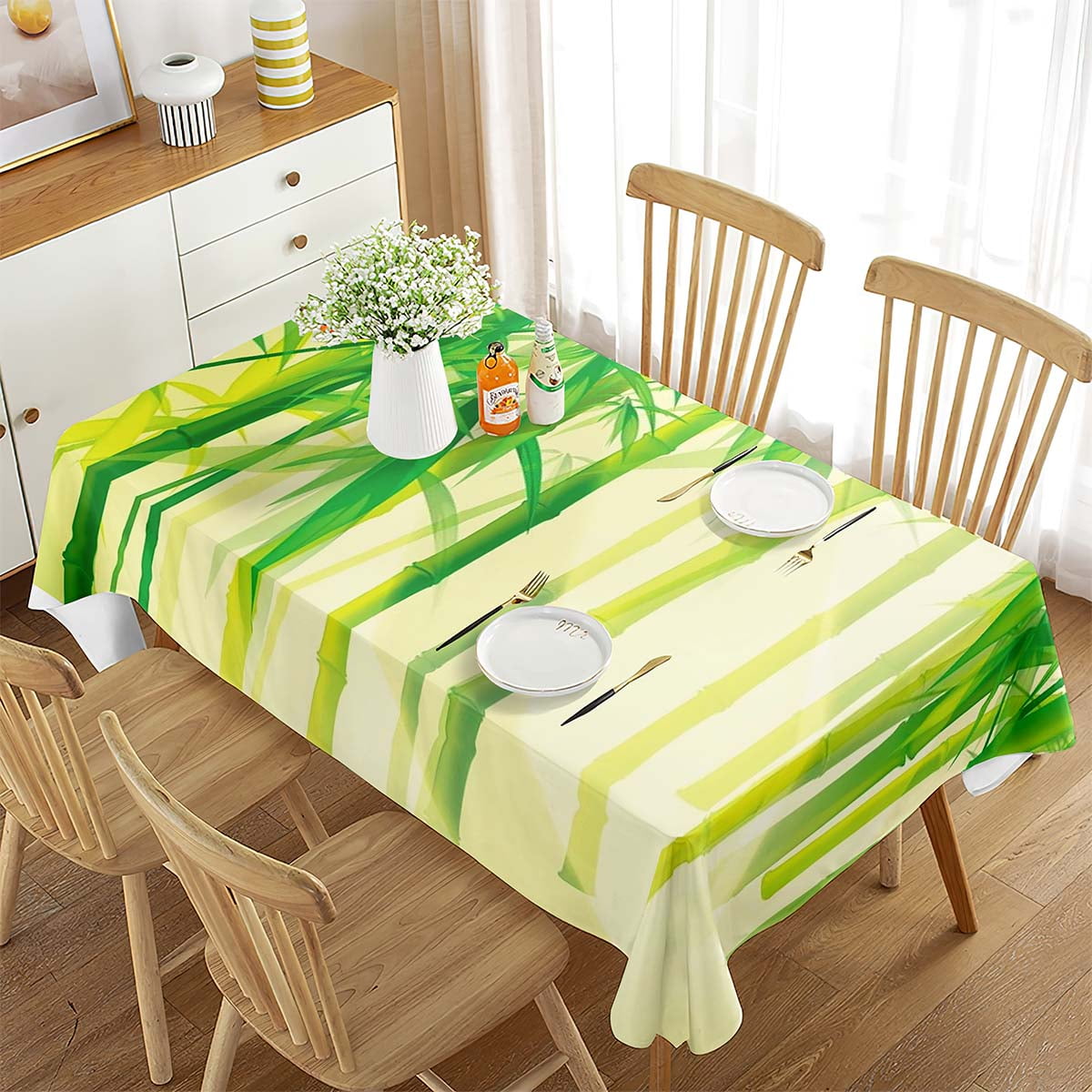 Green Bamboo Forest Tablecloth Green Plant Pattern Rectangle Table ...