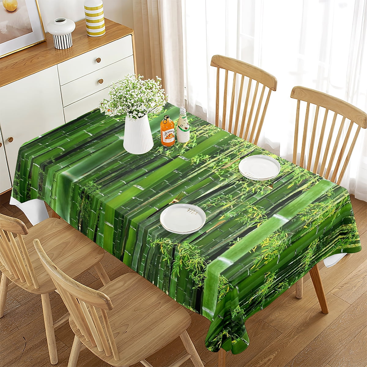 Green Bamboo Forest Tablecloth Green Plant Pattern Rectangle Table ...