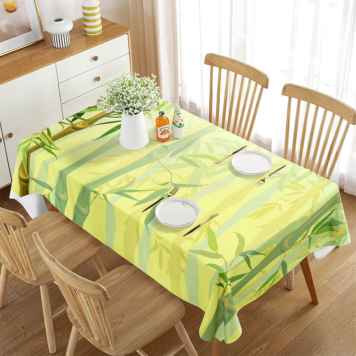 Green Bamboo Forest Tablecloth Green Plant Pattern Rectangle Table ...
