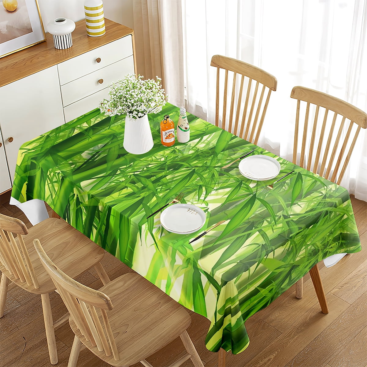Green Bamboo Forest Tablecloth Green Plant Pattern Rectangle Table ...