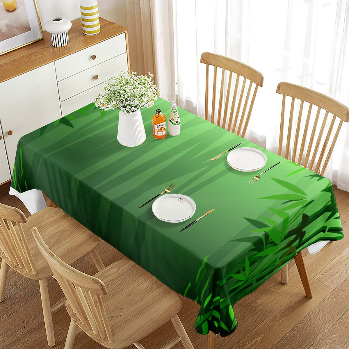 Green Bamboo Forest Tablecloth Green Plant Pattern Rectangle Table ...