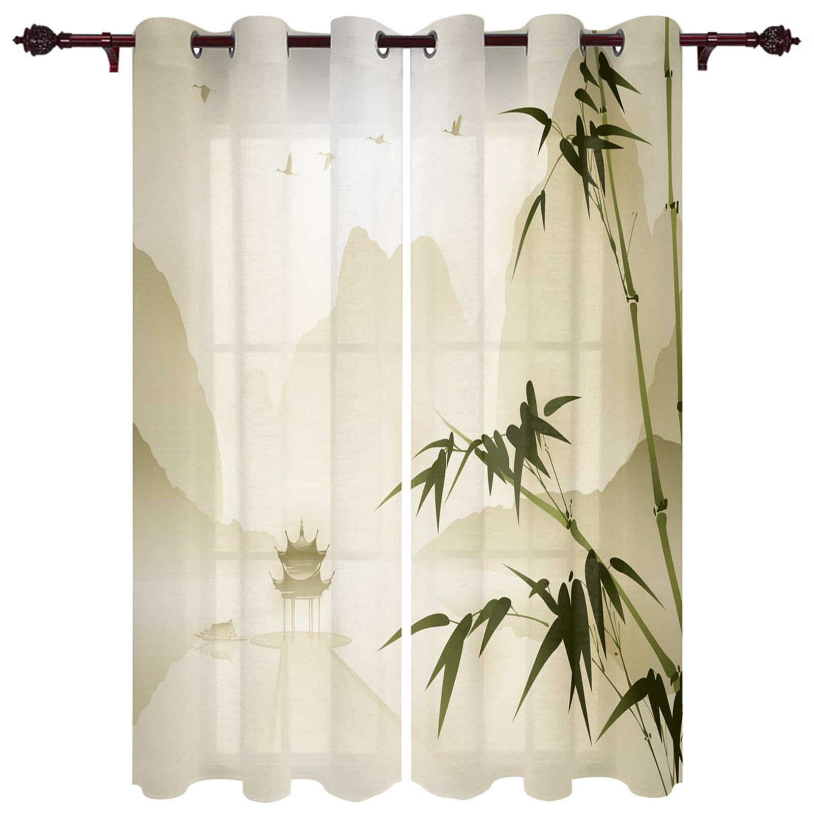 Green Bamboo Forest Valance Curtains Luxury Curtain Valance Sheer ...