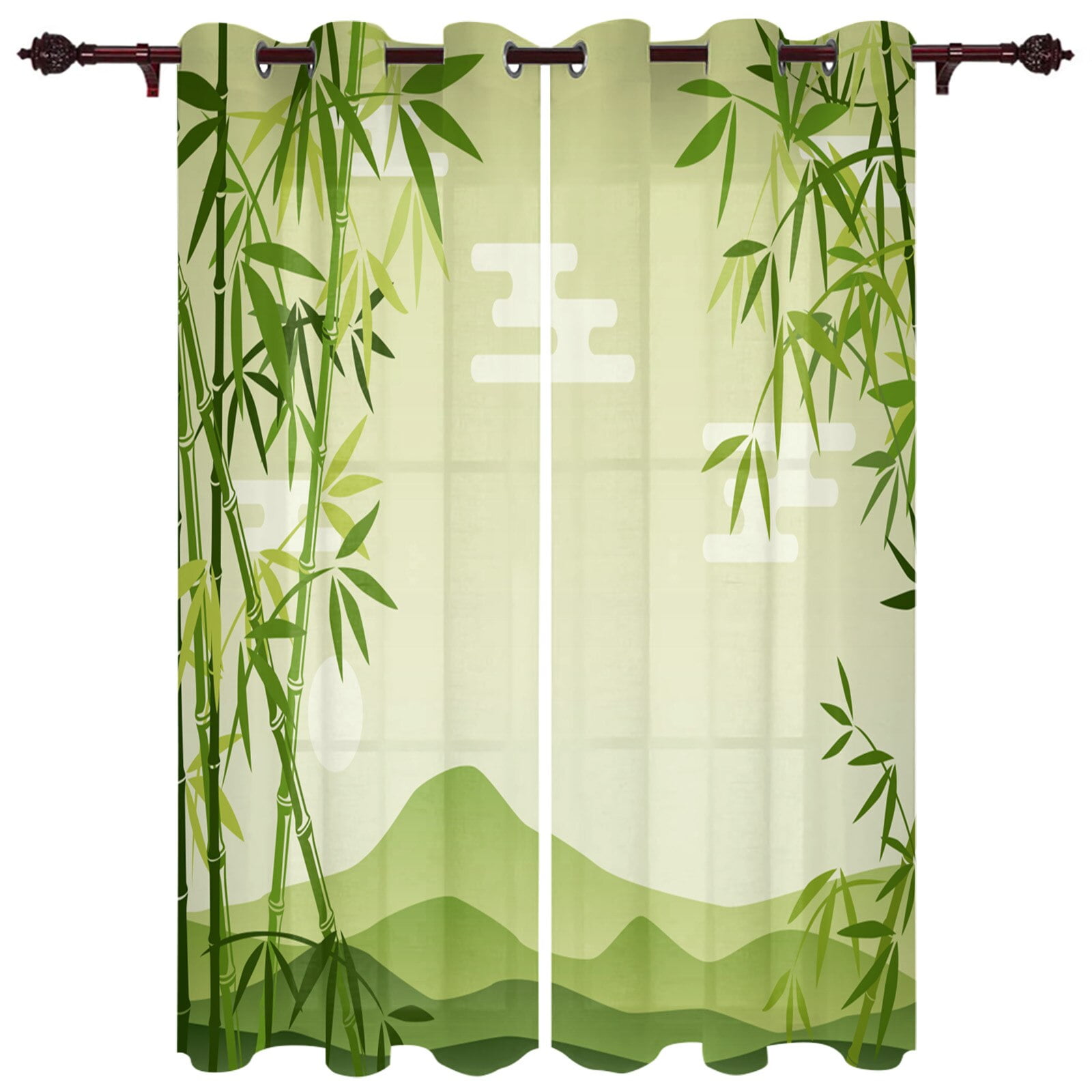 Green Bamboo Forest Valance Curtains Luxury Curtain Valance Sheer ...