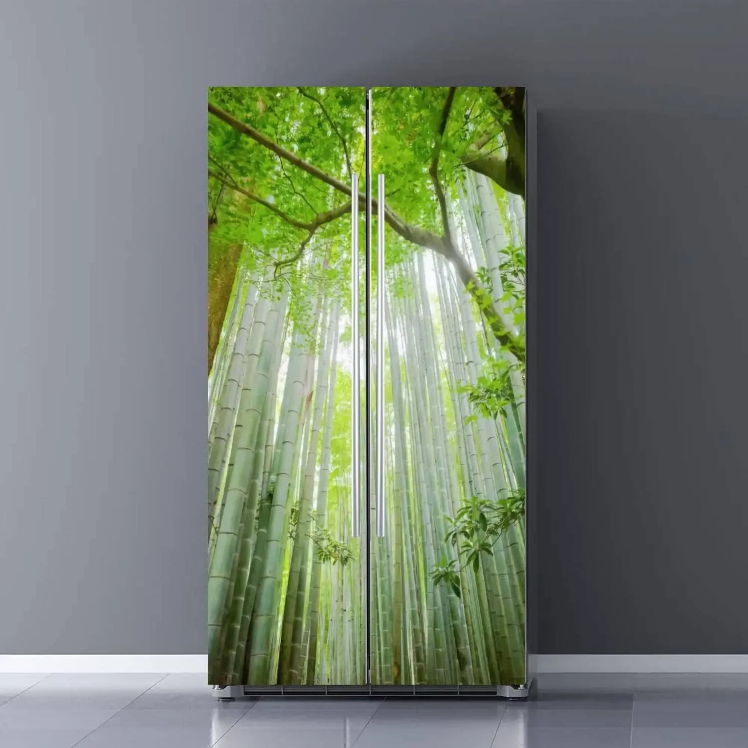 Green Bamboo Refrigerator Sticker Self Adhesive Bamboo Forest Zen St ...