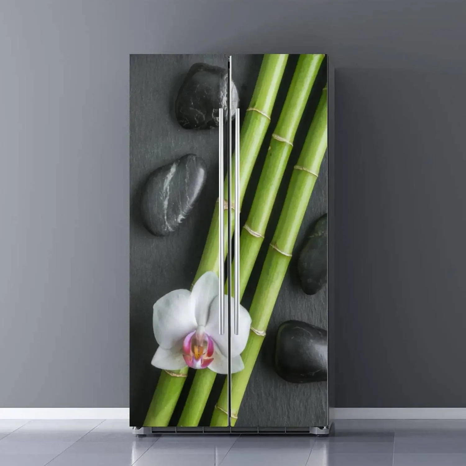 Green Bamboo Refrigerator Sticker Self Adhesive Bamboo Forest Zen St ...